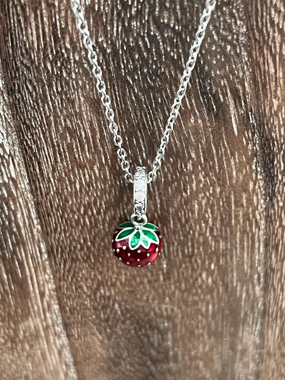 Sterling Silver Strawberry Charm Pendant: Cubic Zirconia, DIY Jewelry - Etsy