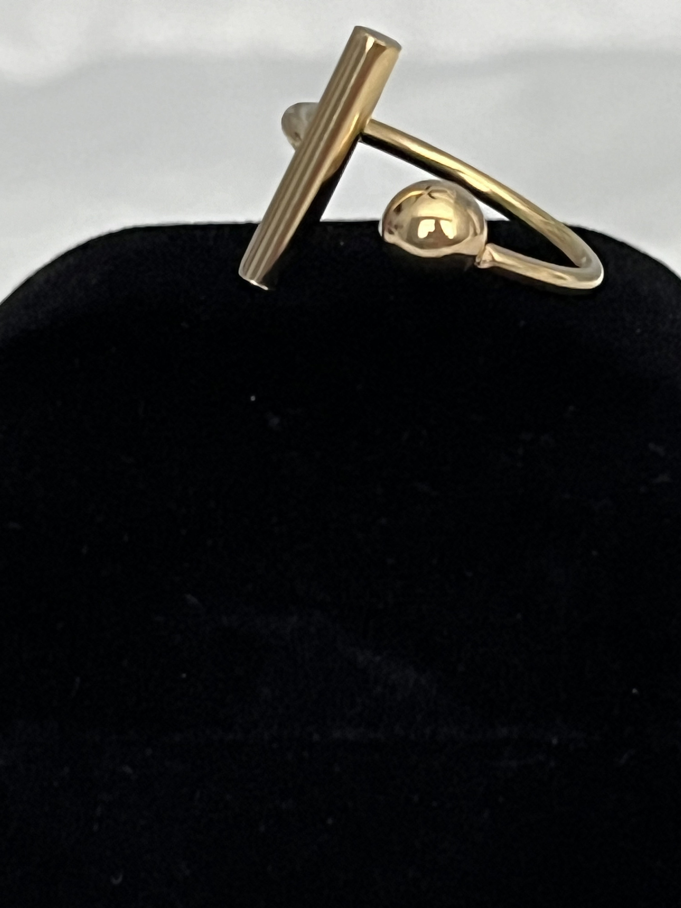 Geometric Stainless Steel Ring: Gold Bar & Ball Design - Etsy