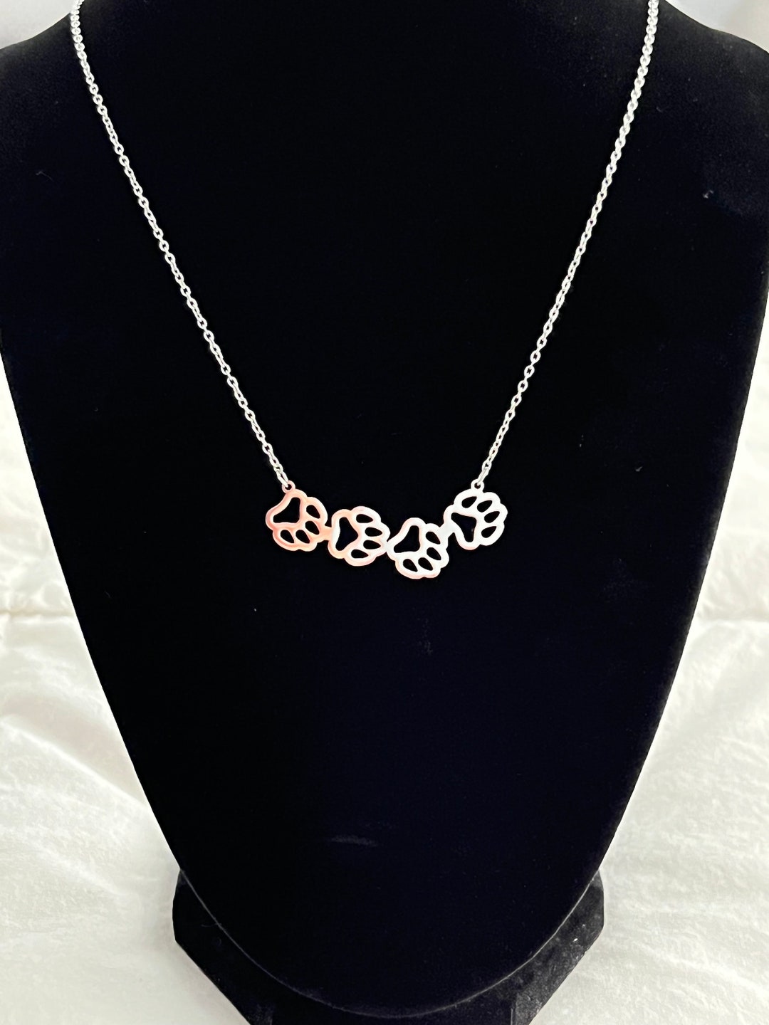 Stainless Steel Dog Paws Necklace: Minimalist Pet Lover Gift - Etsy