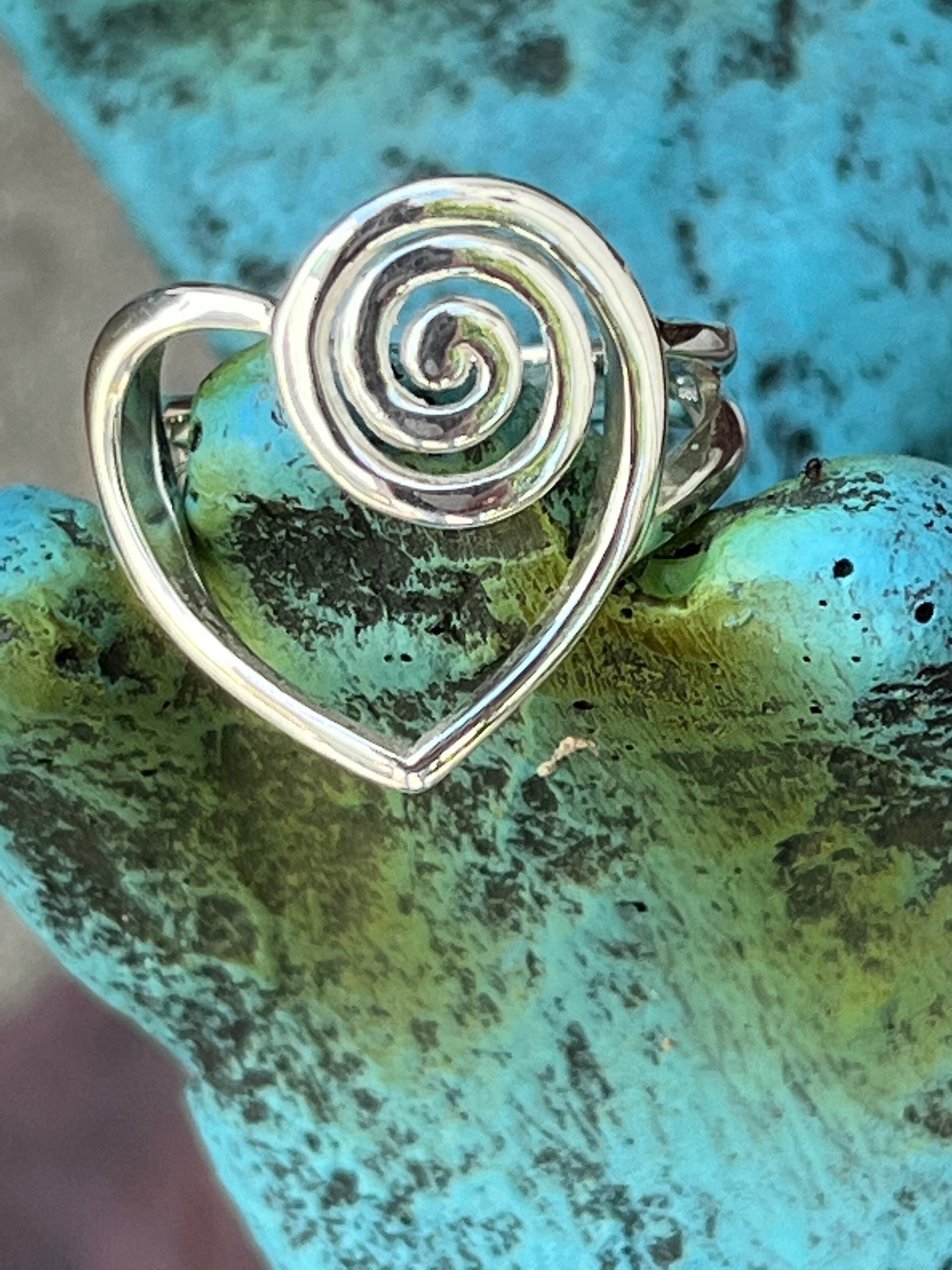 Sterling Silver Heart Ring, 925 Silver Heart With Swirl on One Side ...
