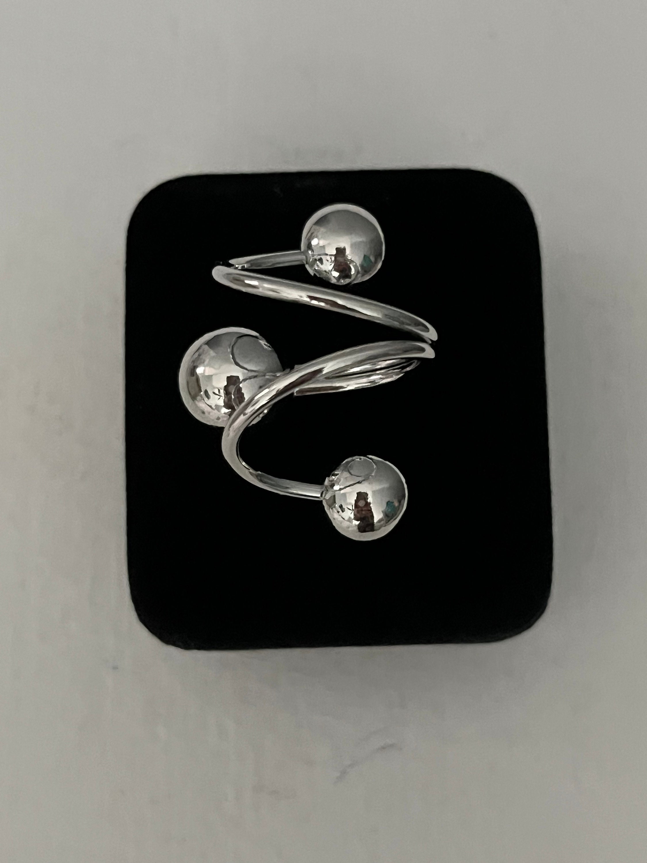 Exaggerated Gold & Silver Three-ball Open Ring for Men, Adjustable ...