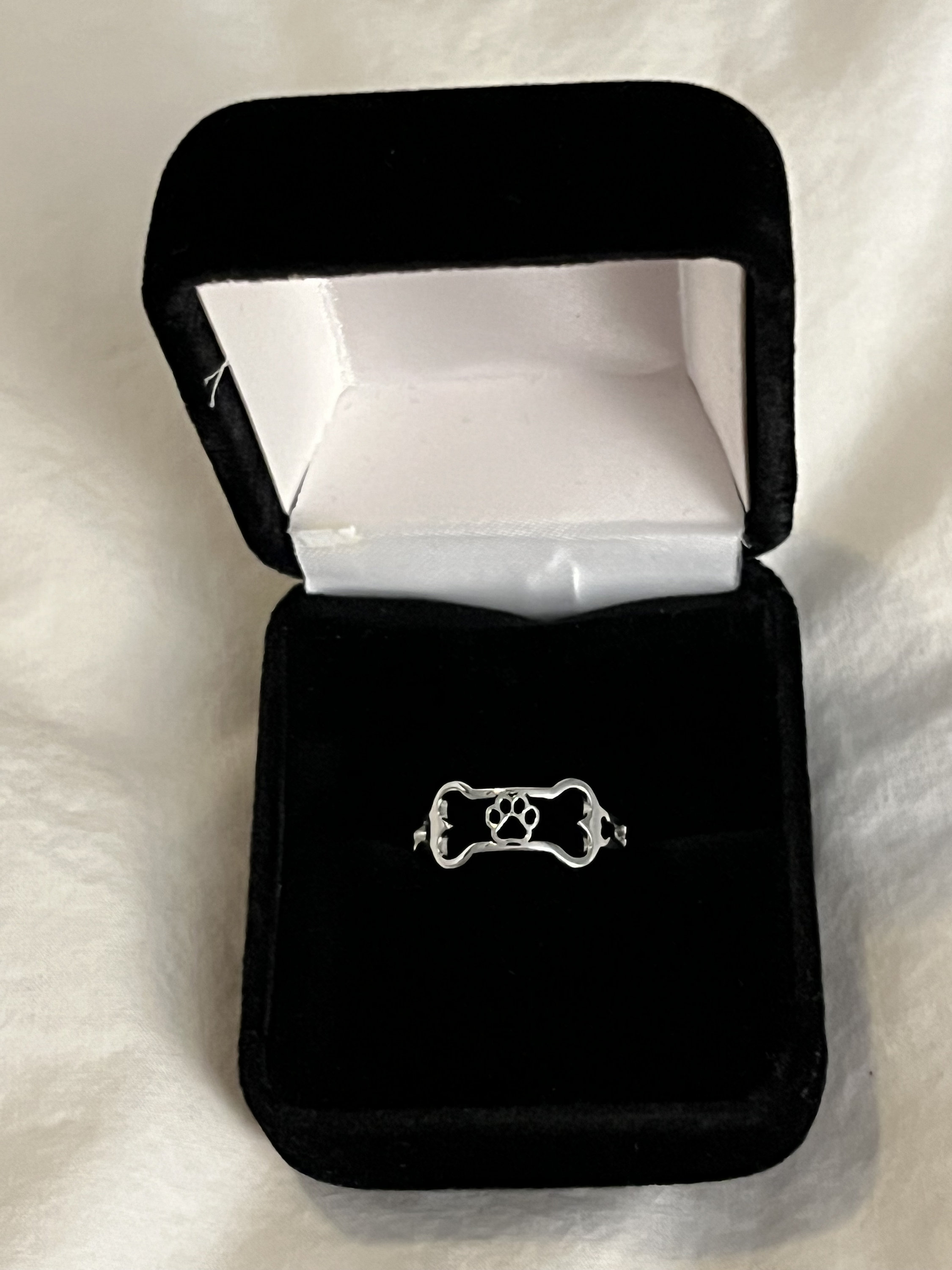 Dog Paw Print Ring: Stainless Steel Bone Shape Ring - Etsy