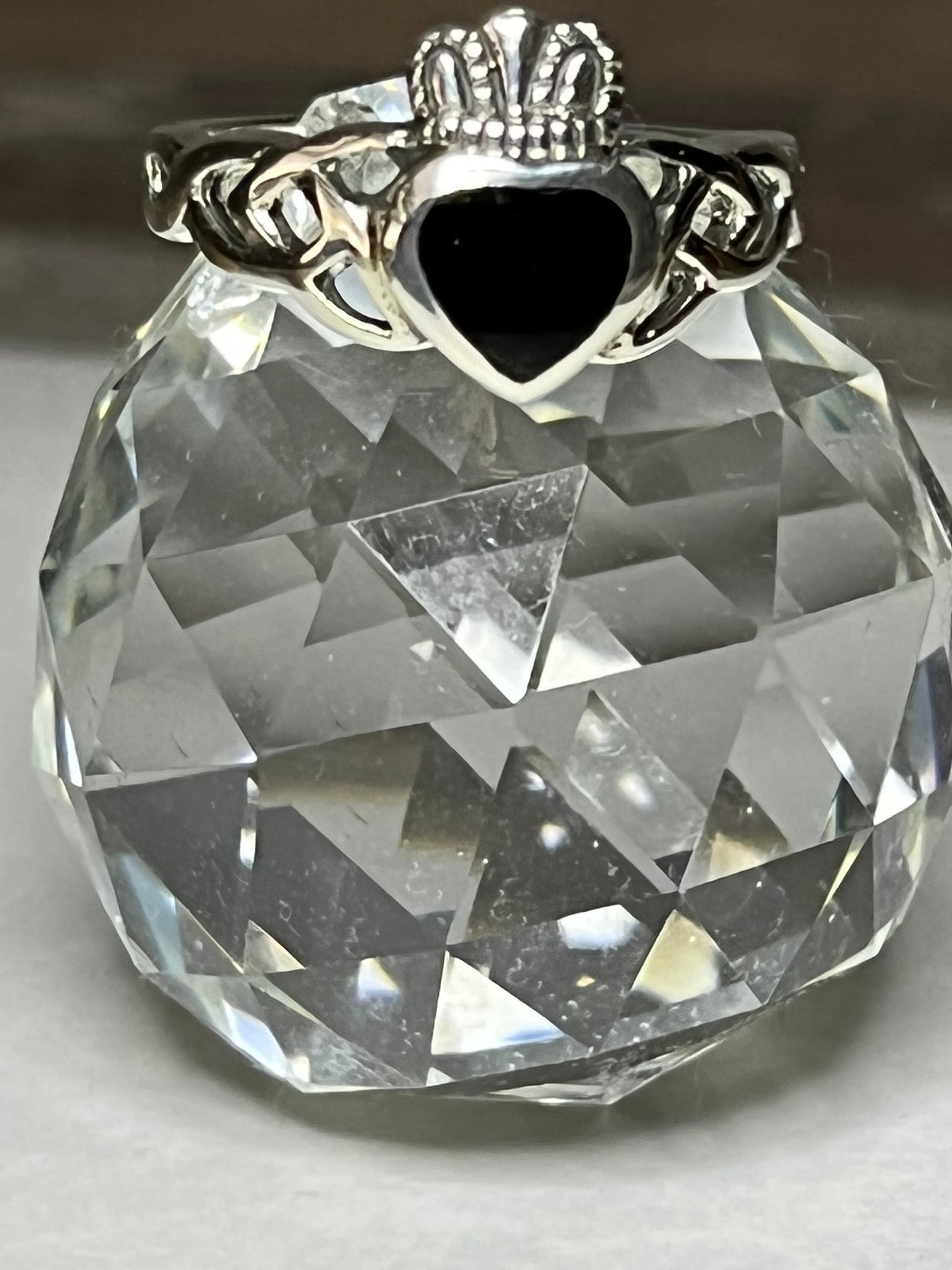 Claddagh Celtic Irish Heart Ring, Sterling Silver 925, With Black Agate ...