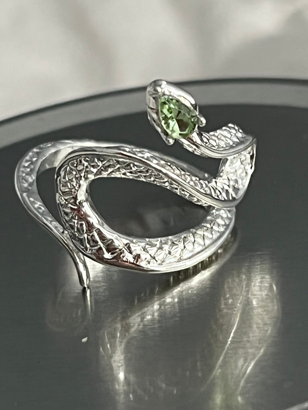 Snake Topaz Ring, Handmade Punk Jewelry, Sterling Silver Animal Design ...