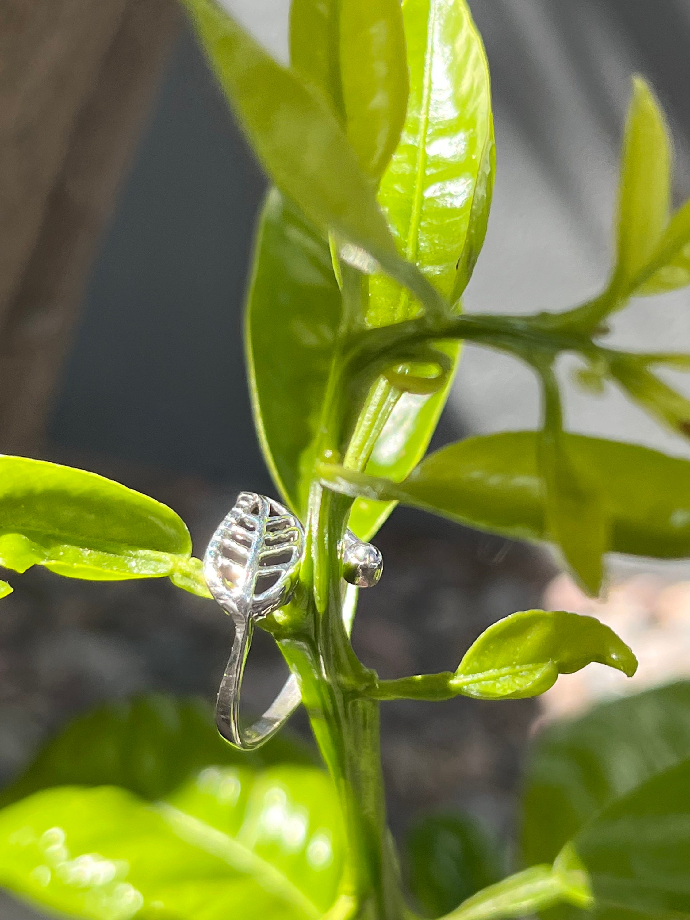 Leaf Design Sterling Silver Ring, Leaf Adjustable Silver Ring, Gift for ...