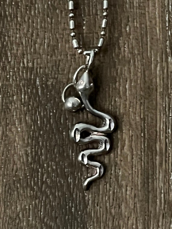 Womens silver snake charm - Gem