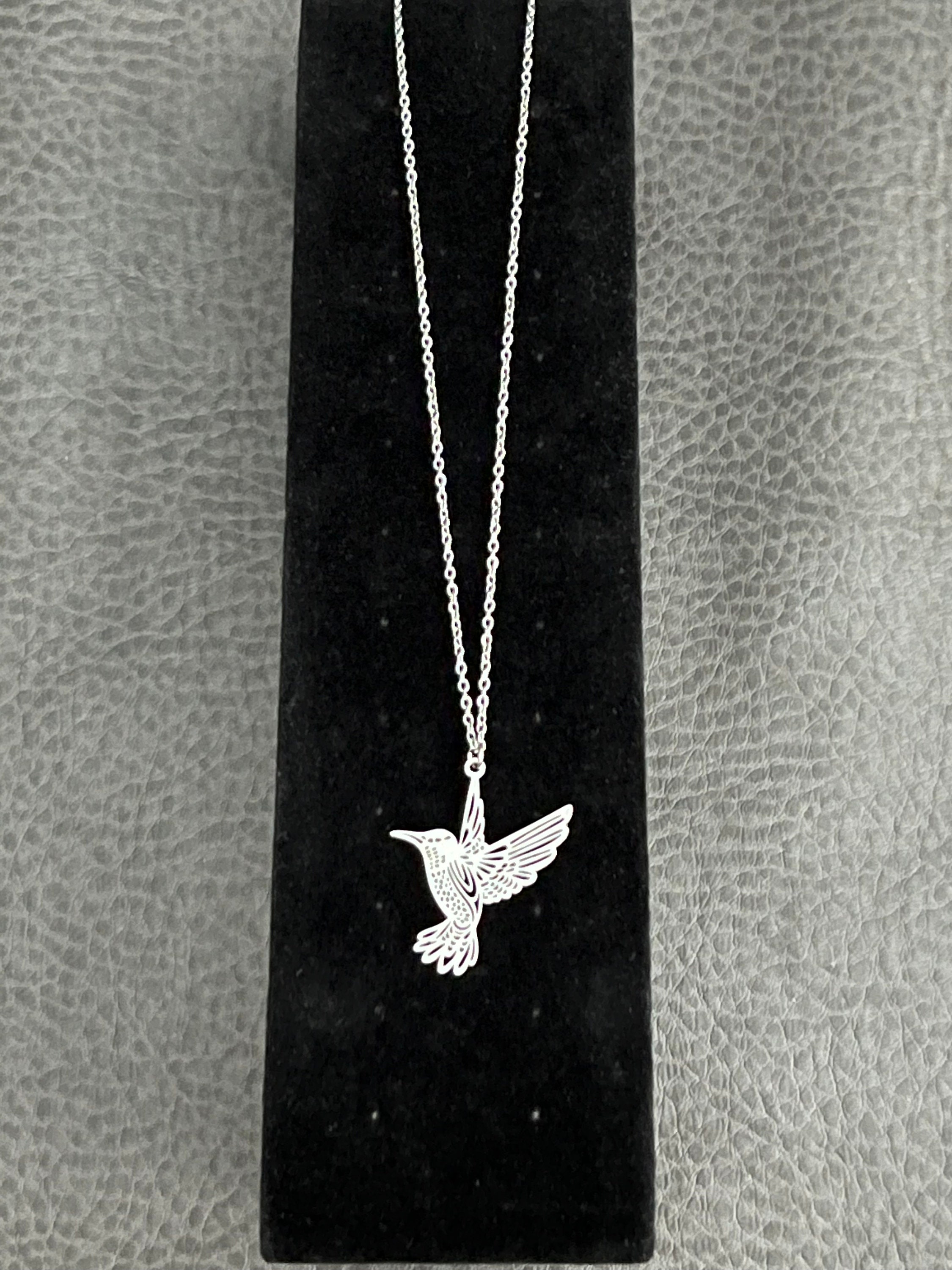 Elegant Stainless Steel Hummingbird Pendant Necklace: Minimalist ...
