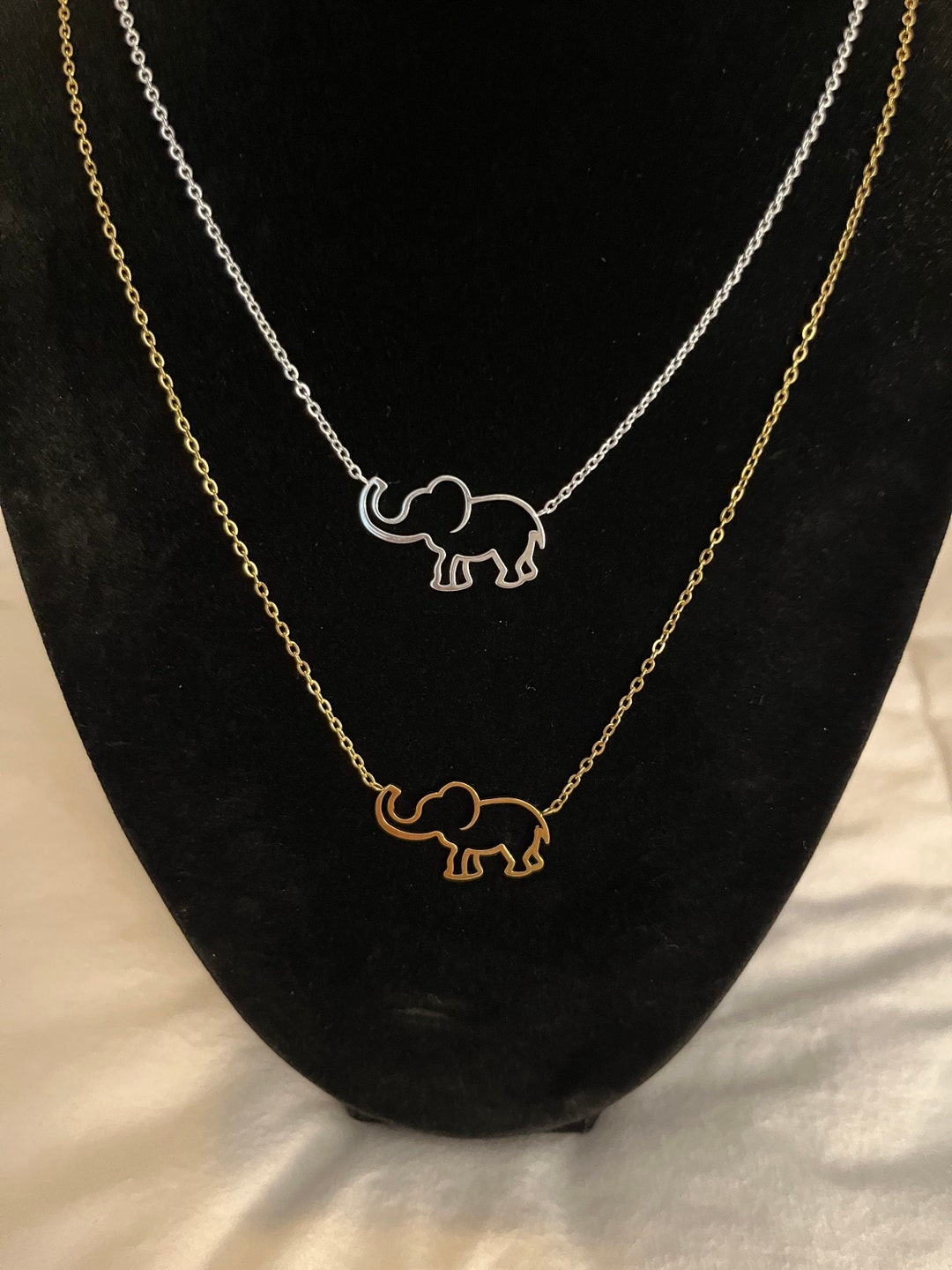 Lucky Hollow Out Elephant Clavicle Chain Elephant Jewelry, Stainless ...