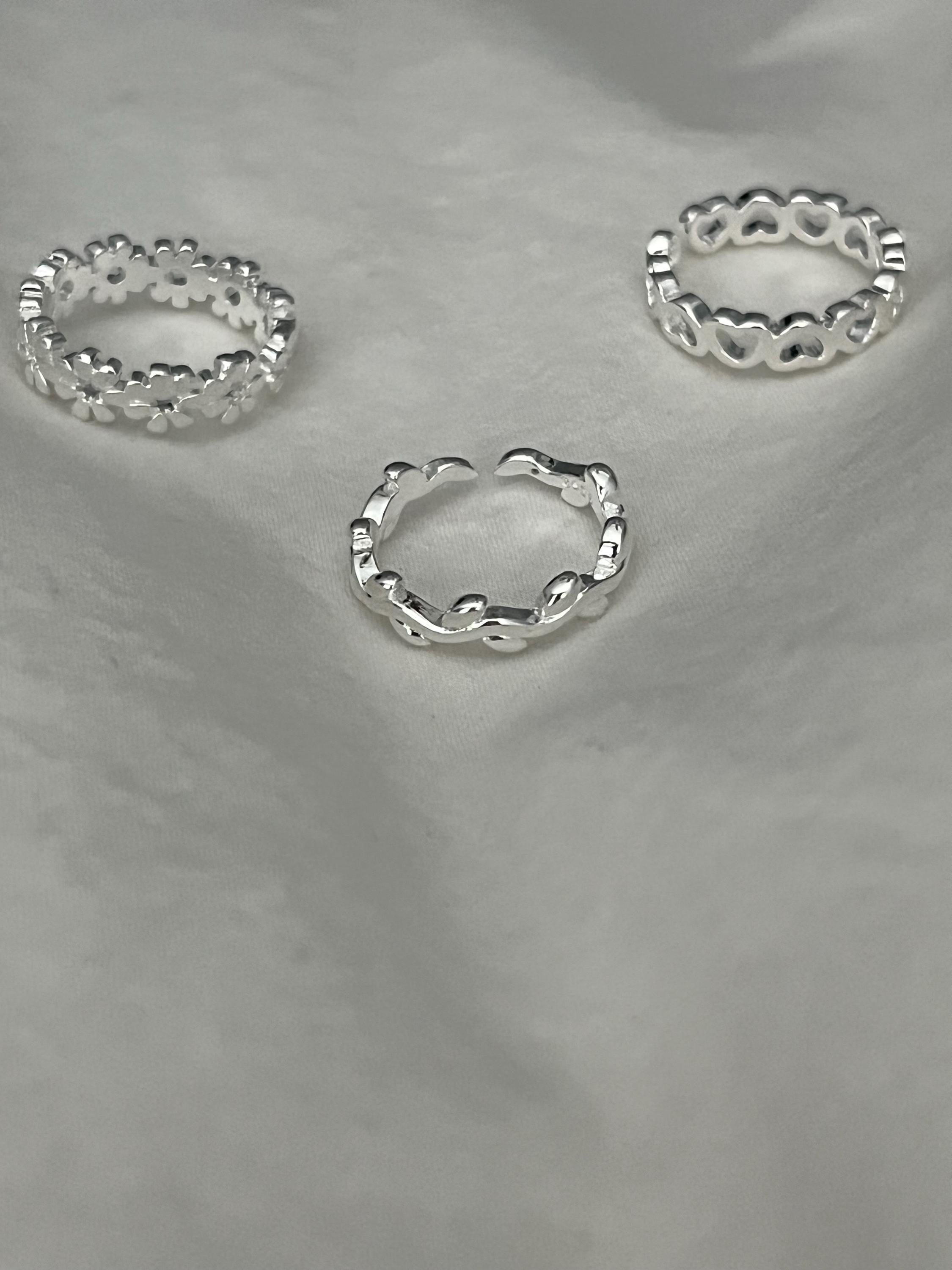 Sterling Silver Adjustable Toe Rings: Floral, Heart, Leaf Designs - Etsy