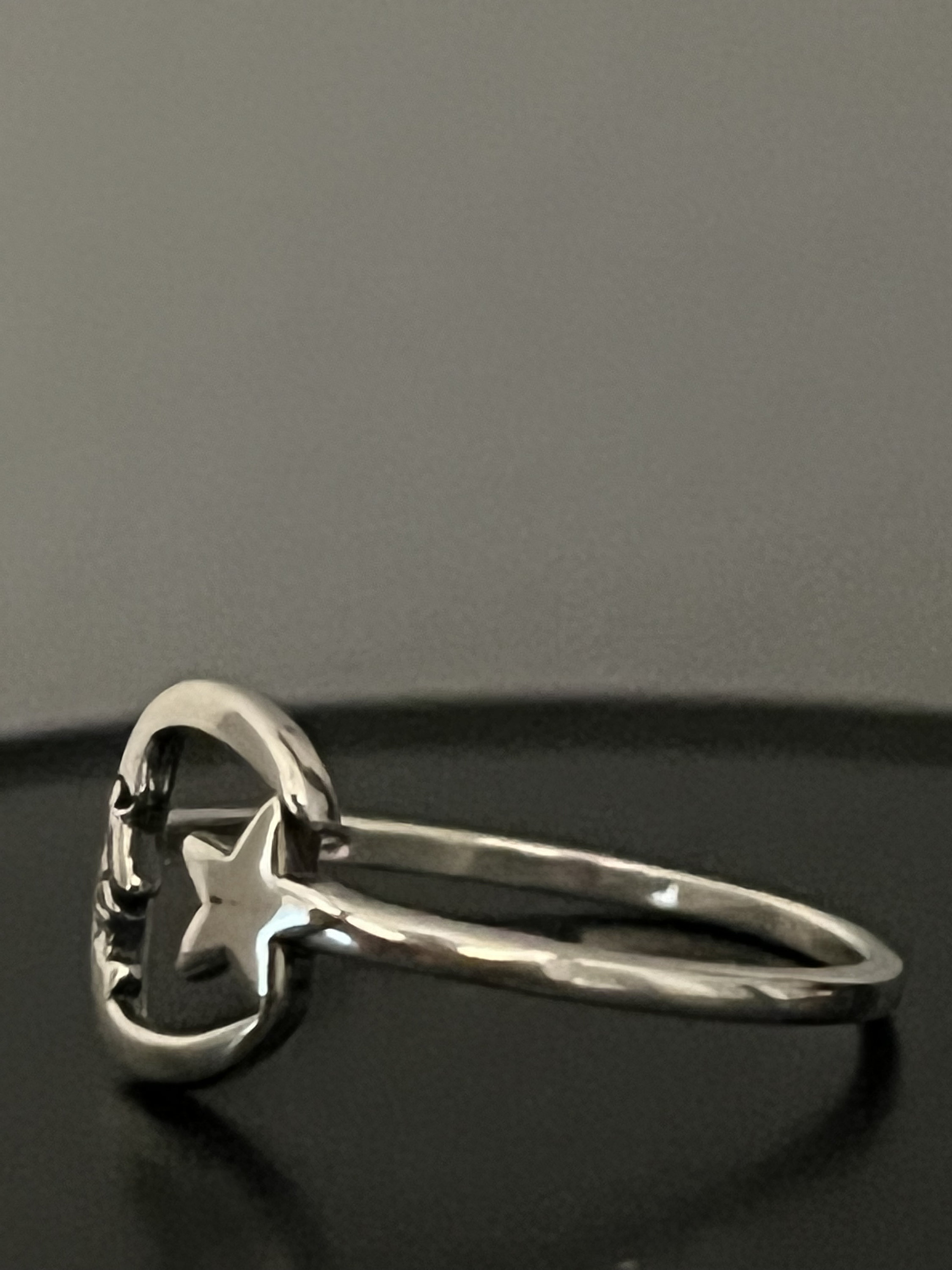 Sterling Silver Moon & Star Ring, Celestial Star and Moon Ring, Open ...