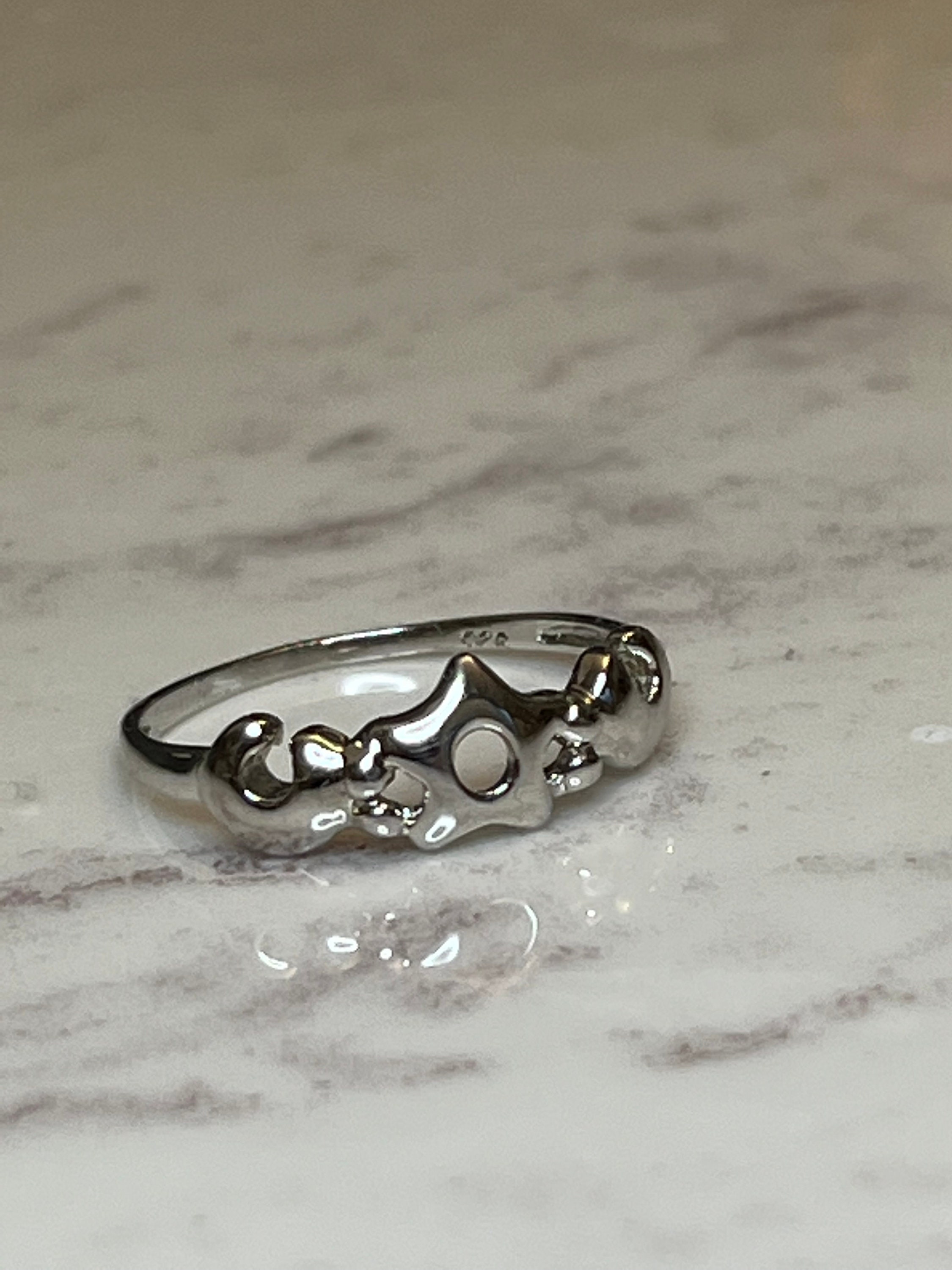 Sterling Silver Moon And Star Ring Celestial Star And Moon Ring Open