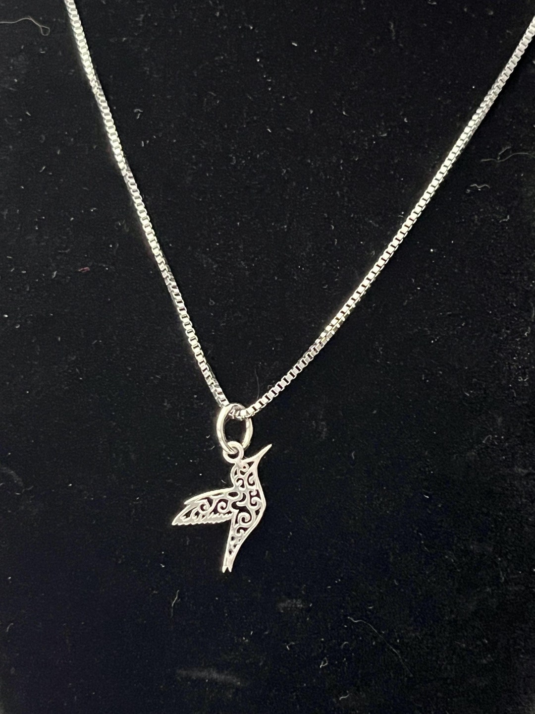Small Hummingbird Pendant Necklace, Sterling Silver Delicate Filigree ...