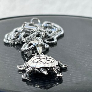 Sterling Silver Turtle Pendant Necklace Silver Pendant With - Etsy