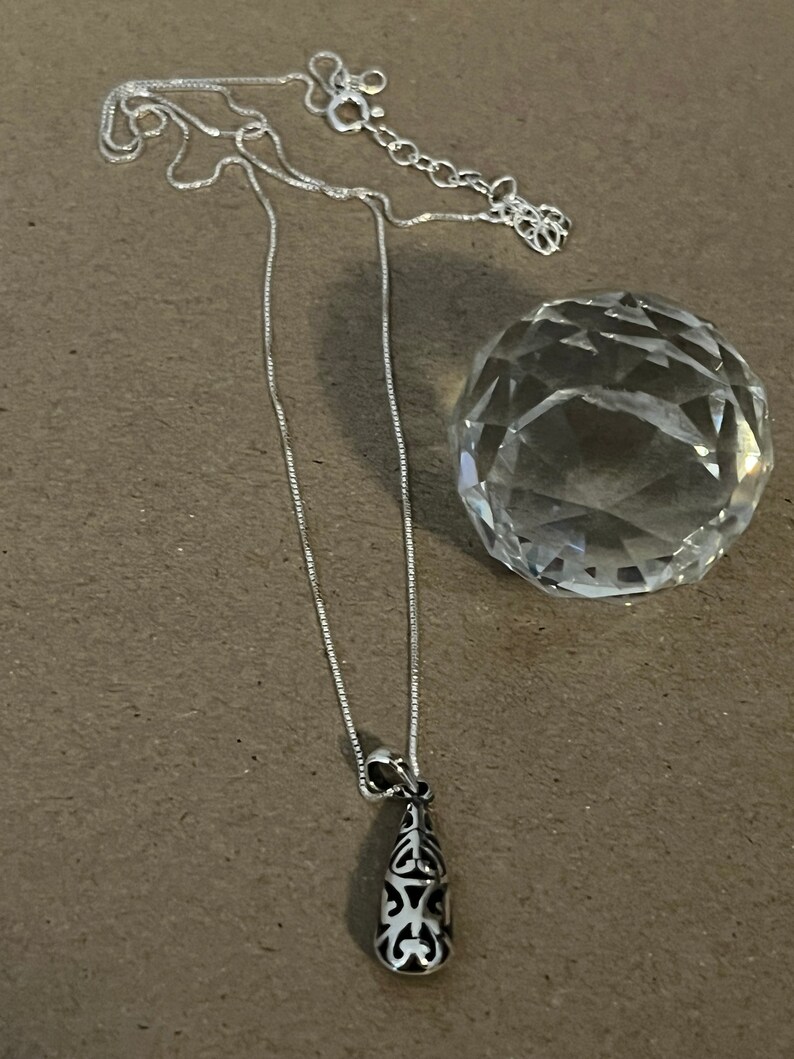 Filigree Teardrop Pendant, 925 Sterling Silver Teardrop Design Pendant ...