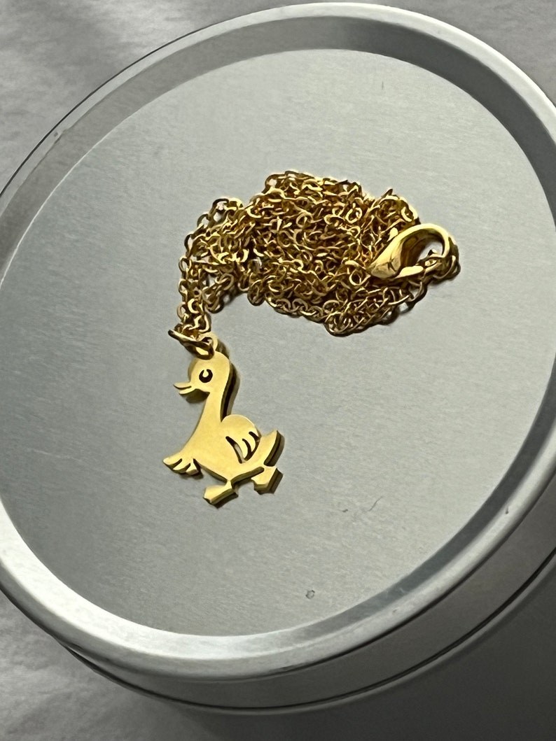 Duck Charm Pendant Necklace: Stainless Steel Adjustable Chain - Etsy