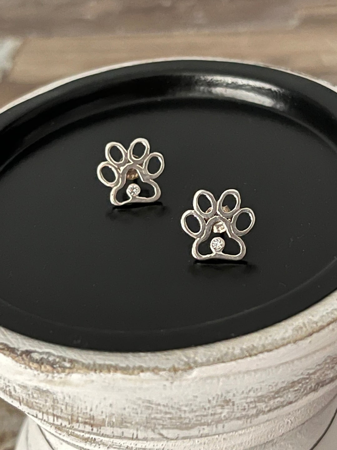 Dog Paw Cubic Zirconia Earings 925 Sterling Silver Earrings - Etsy