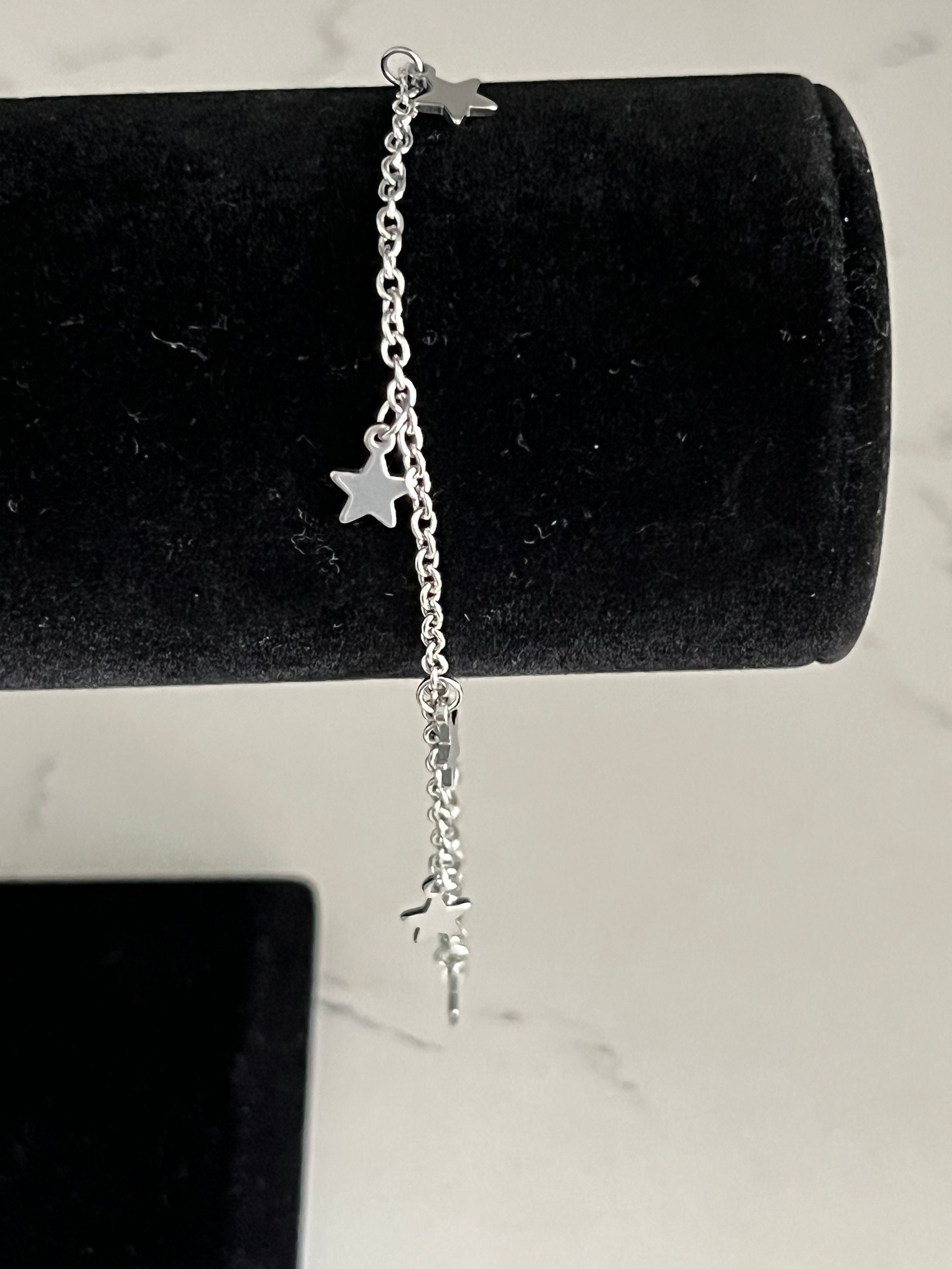 Stainless Steel Anklet With Dangling Stars, Adjustable Dangling Stars ...