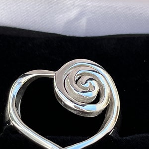 Sterling Silver Heart Ring, 925 Silver Heart With Swirl on One Side ...