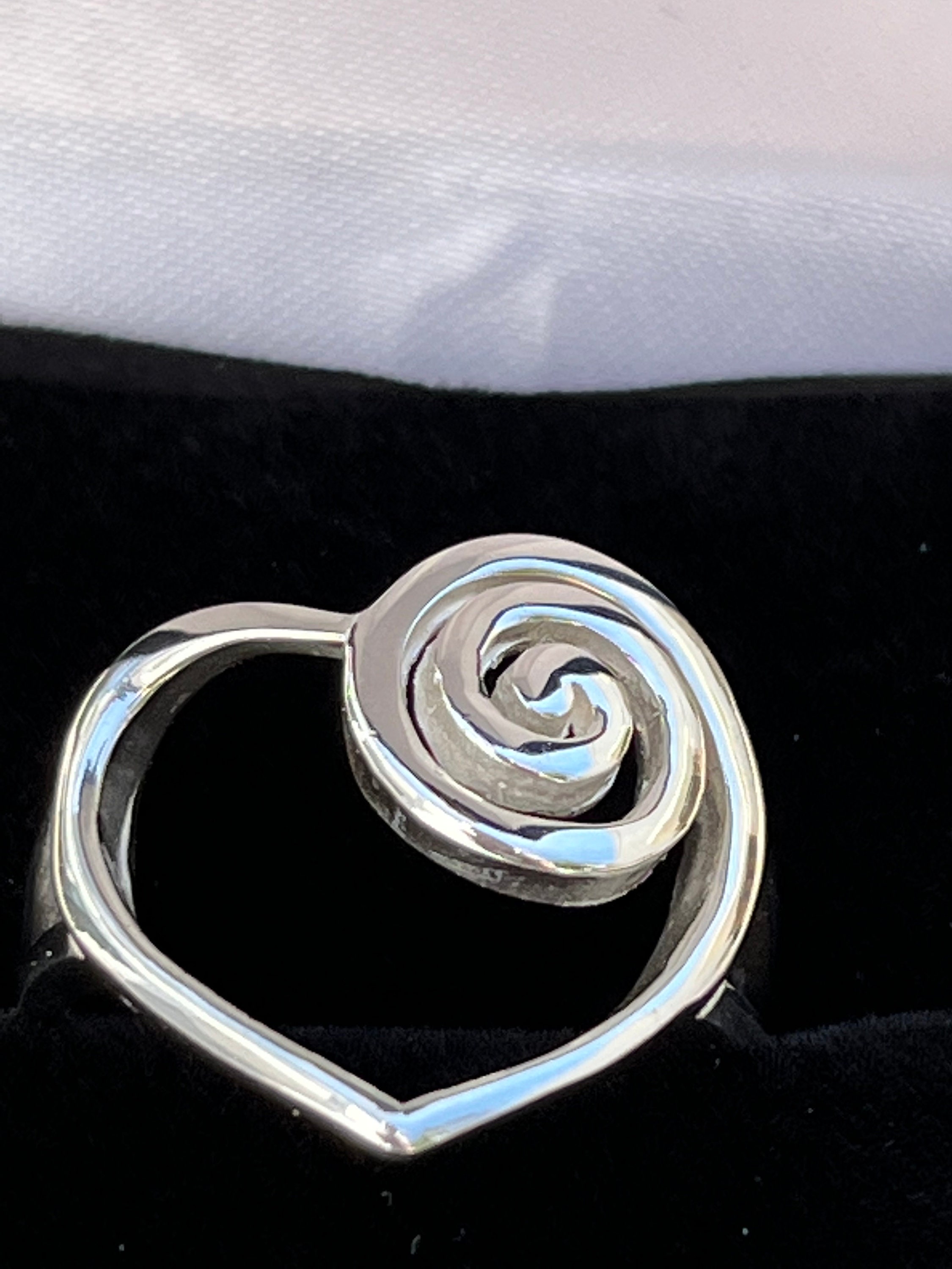 Sterling Silver Heart Ring, 925 Silver Heart With Swirl on One Side ...