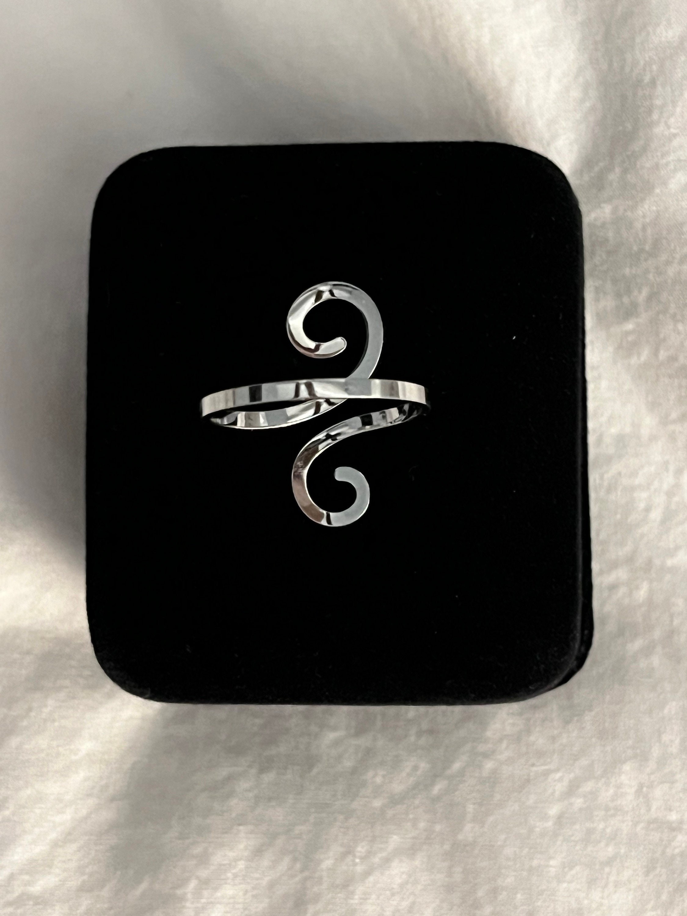 Men's Stainless Steel Curl Ring: Adjustable Open Finger Band - Etsy