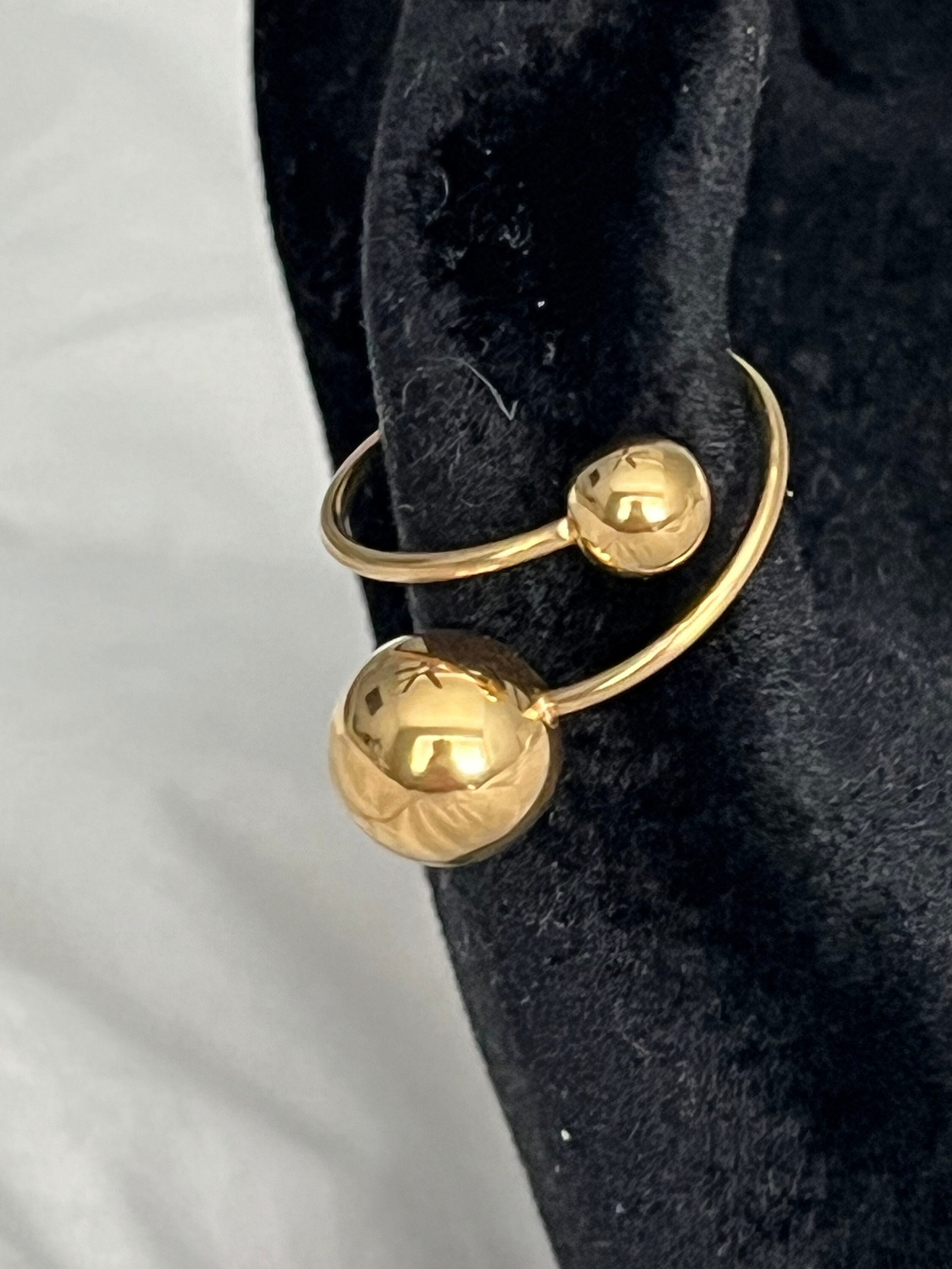 Golden Two Ball Ring: Stainless Steel Adjustable Open Design - Etsy