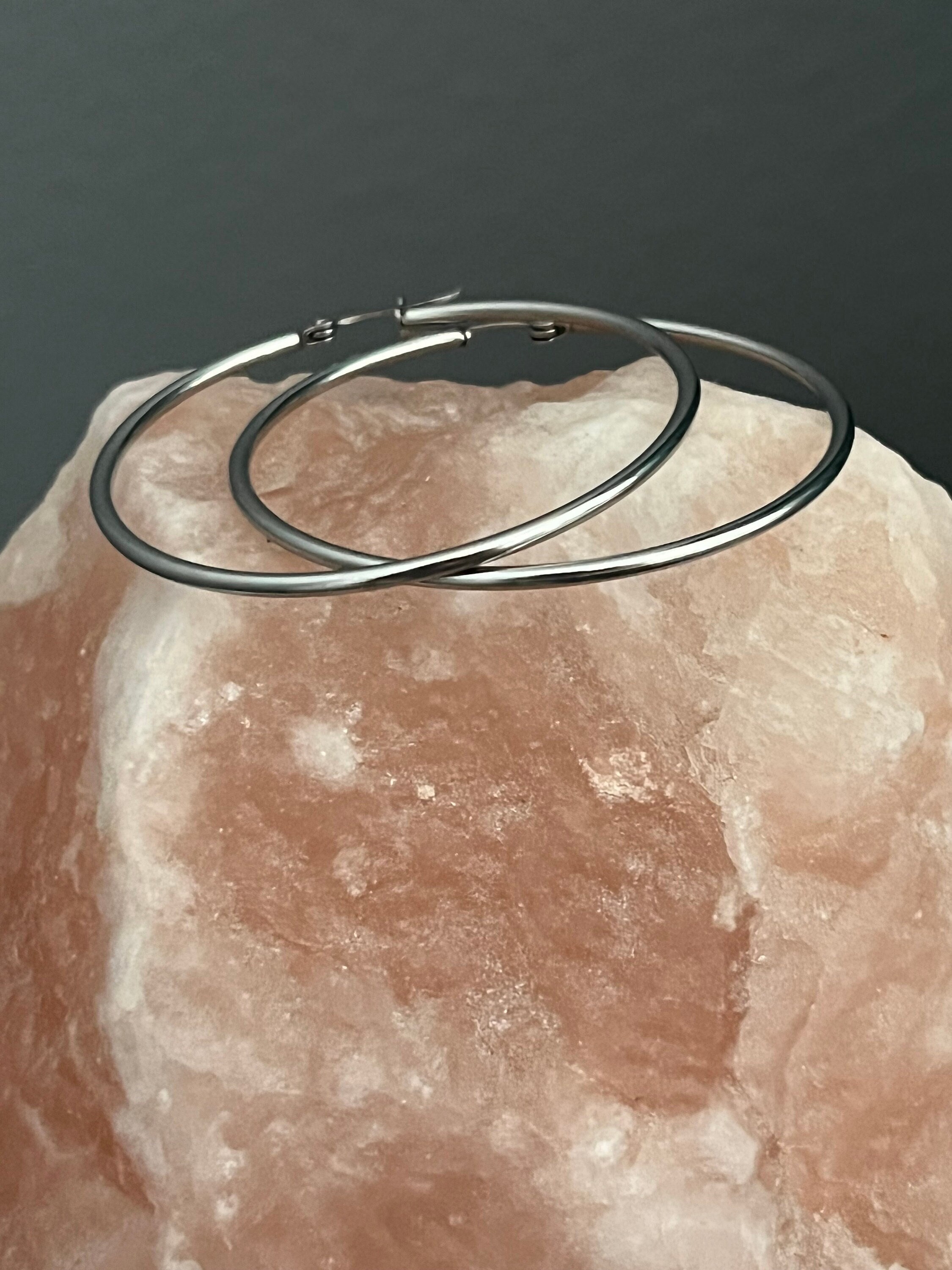 Large Stainless Steel Hoop Earrings: Hypoallergenic, Lightweight (50mm ...