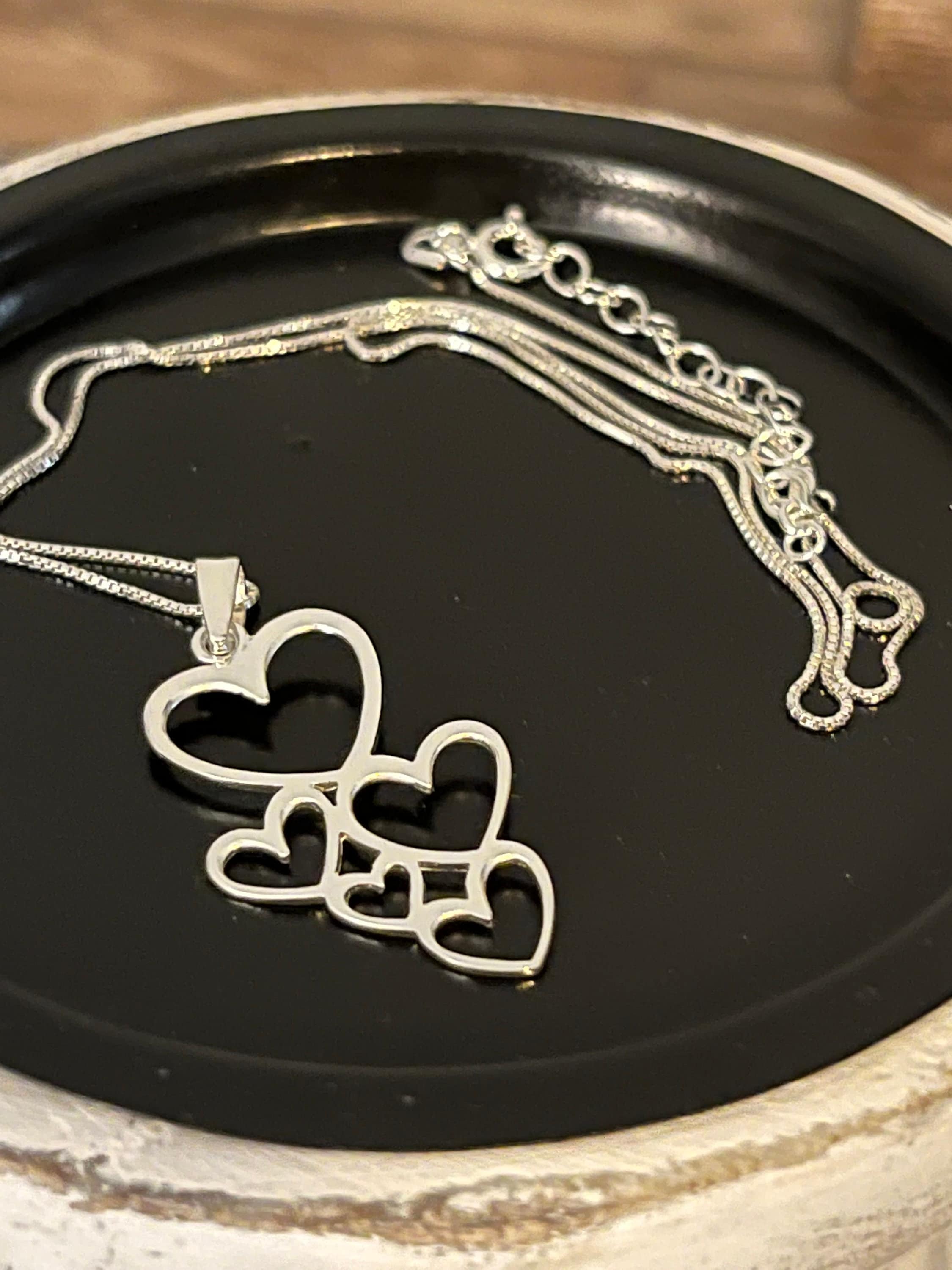 Floating Hearts Pendant 925 Sterling Silver Hearts Pendant - Etsy