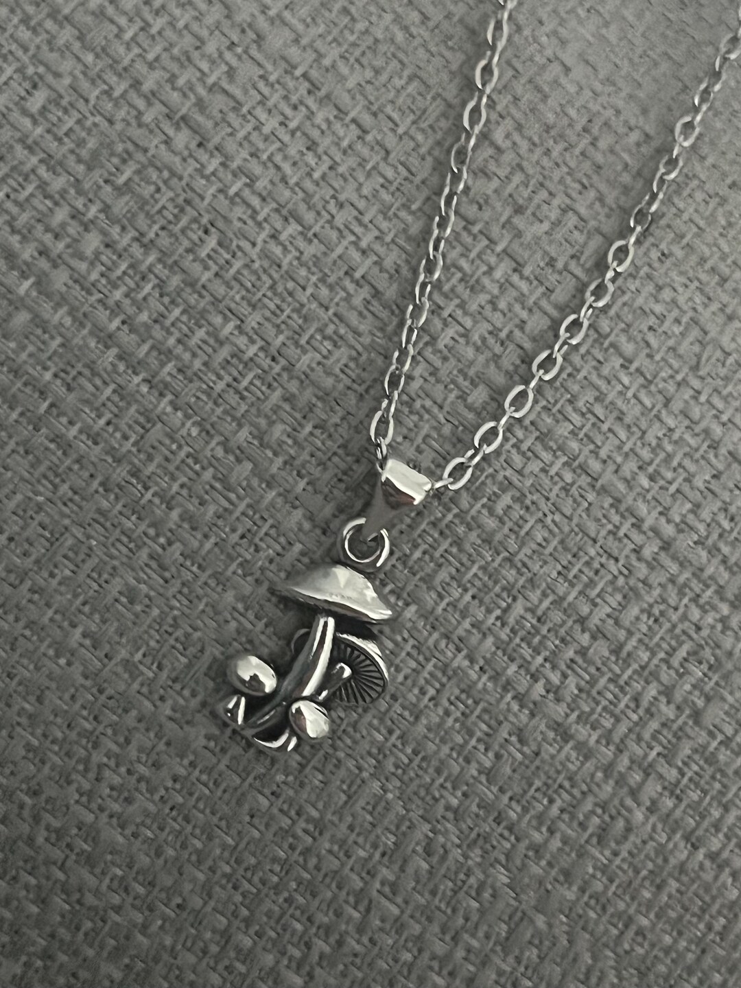 Sterling Silver Mushroom Oxidized Family Pendant Necklace, Nature Lover ...