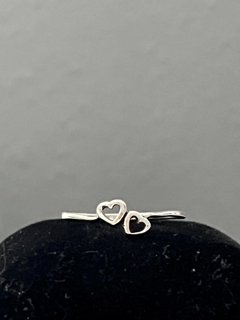 Sterling Silver Double Heart Ring: Dainty Love Ring - Etsy
