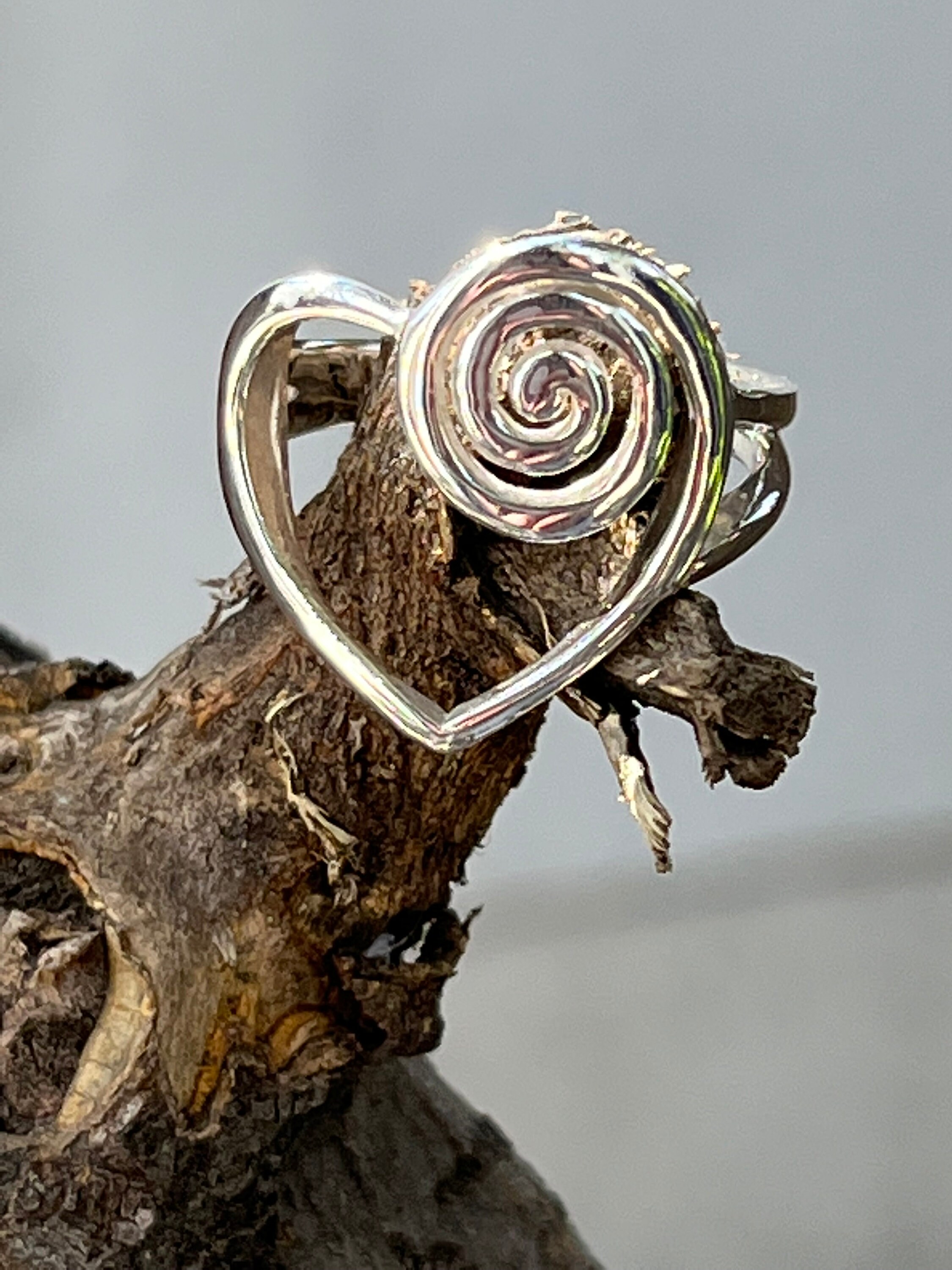 Sterling Silver Heart Ring, 925 Silver Heart With Swirl on One Side ...