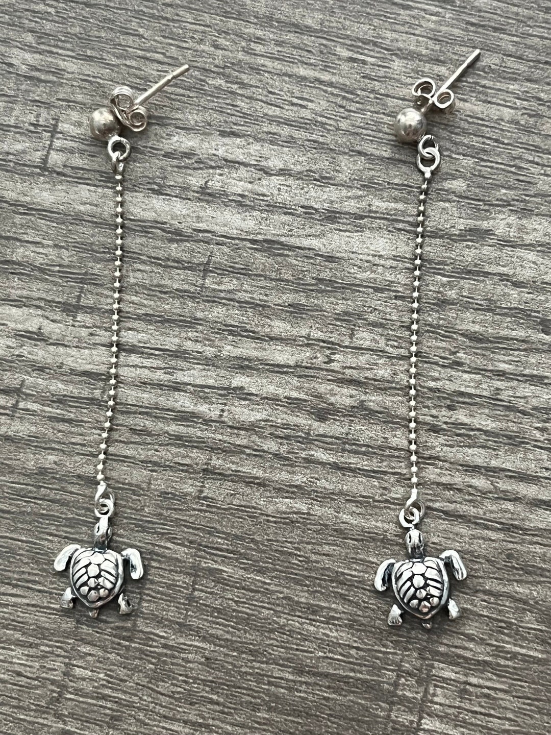 Turtle Dangle Earrings, 925 Sterling Silver, Turtle Earrings, Sea ...