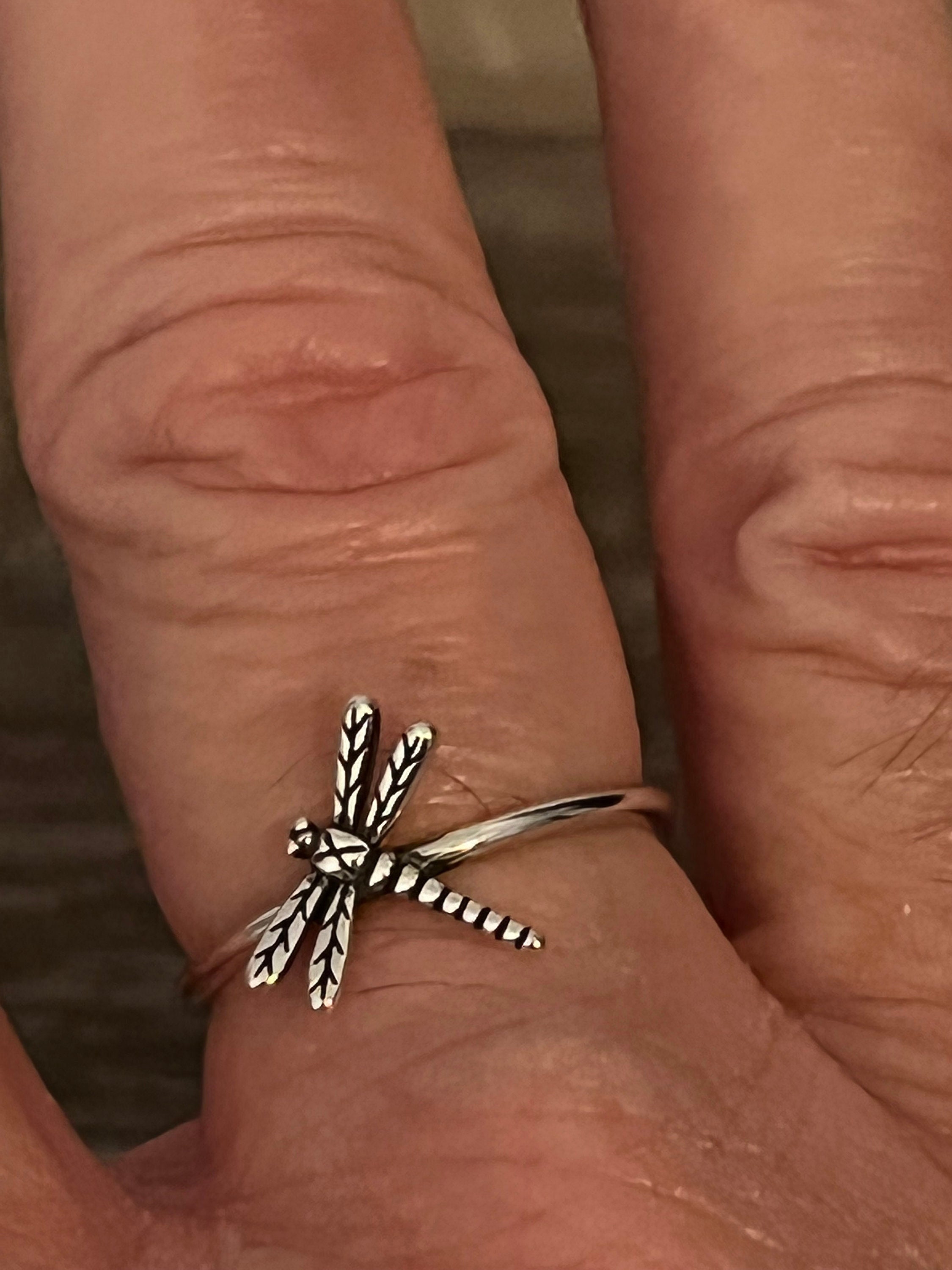Sterling Silver Dragonfly Ring: Dainty Boho Bug Ring - Etsy