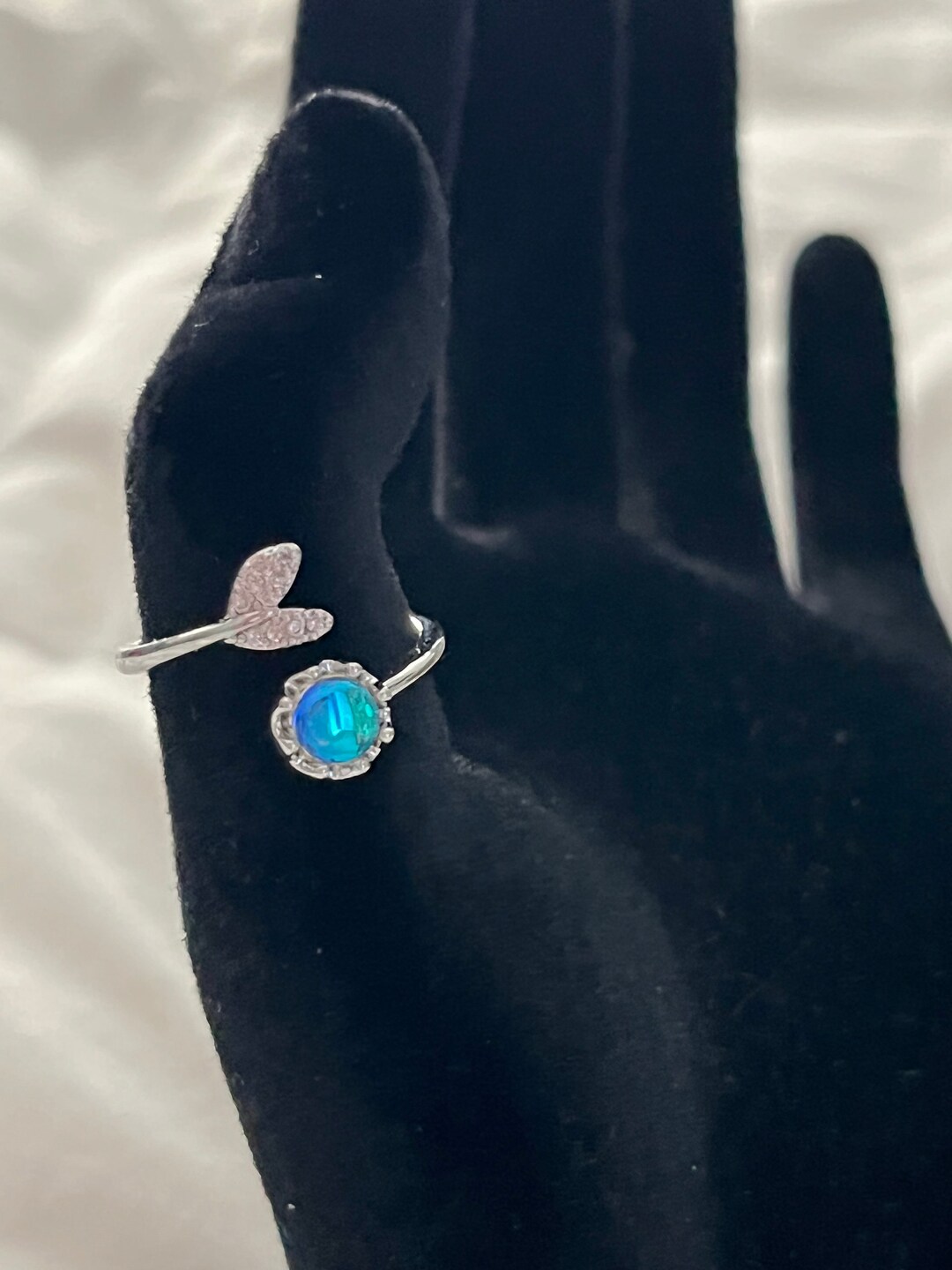 Cute Elegant Rhinestones Mermaid Shaped Zircon Ring, Adjustable Mermaid ...