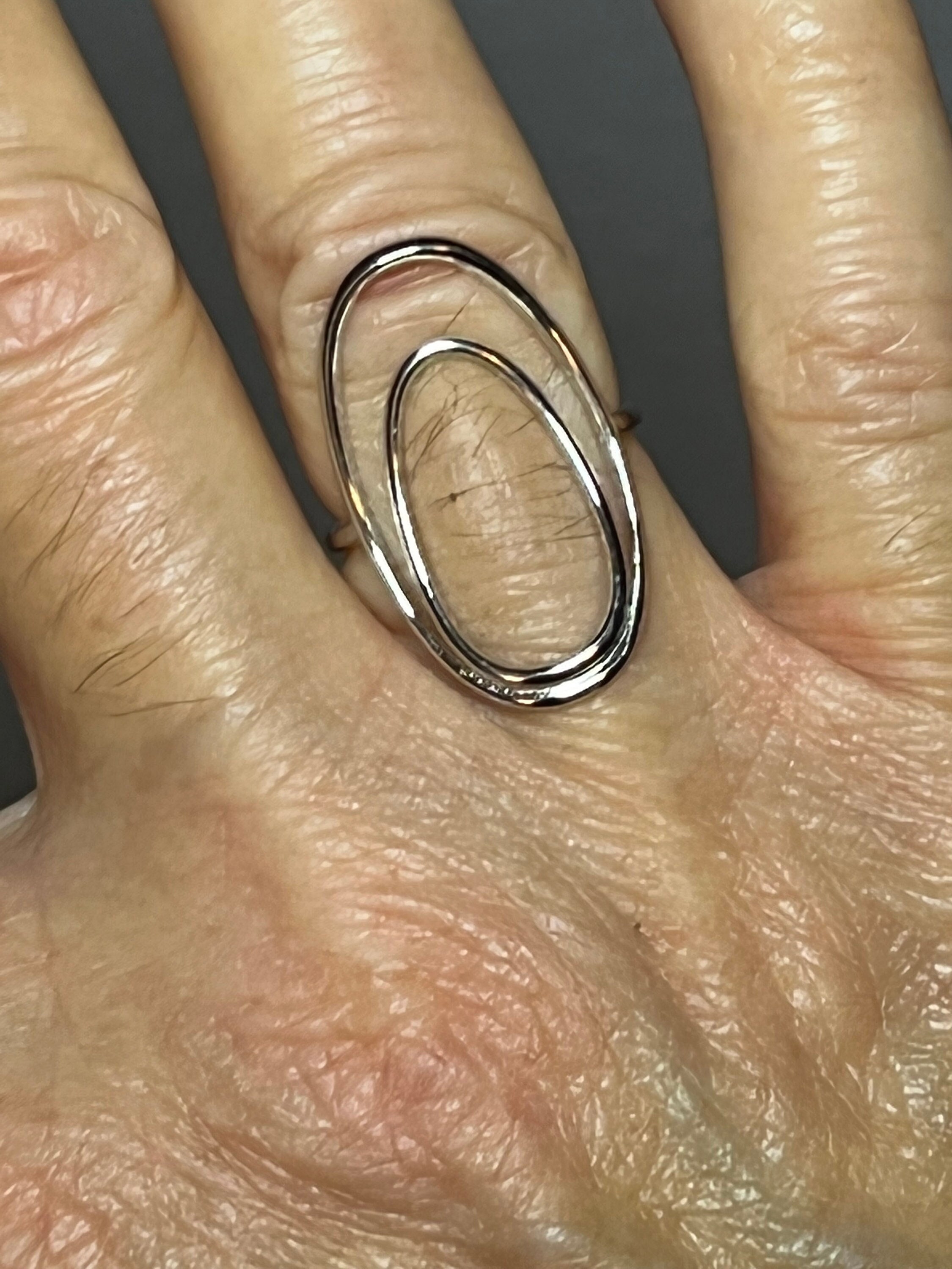 Sterling Silver Double Oval Ring Large Open Oval Double Ring - Etsy