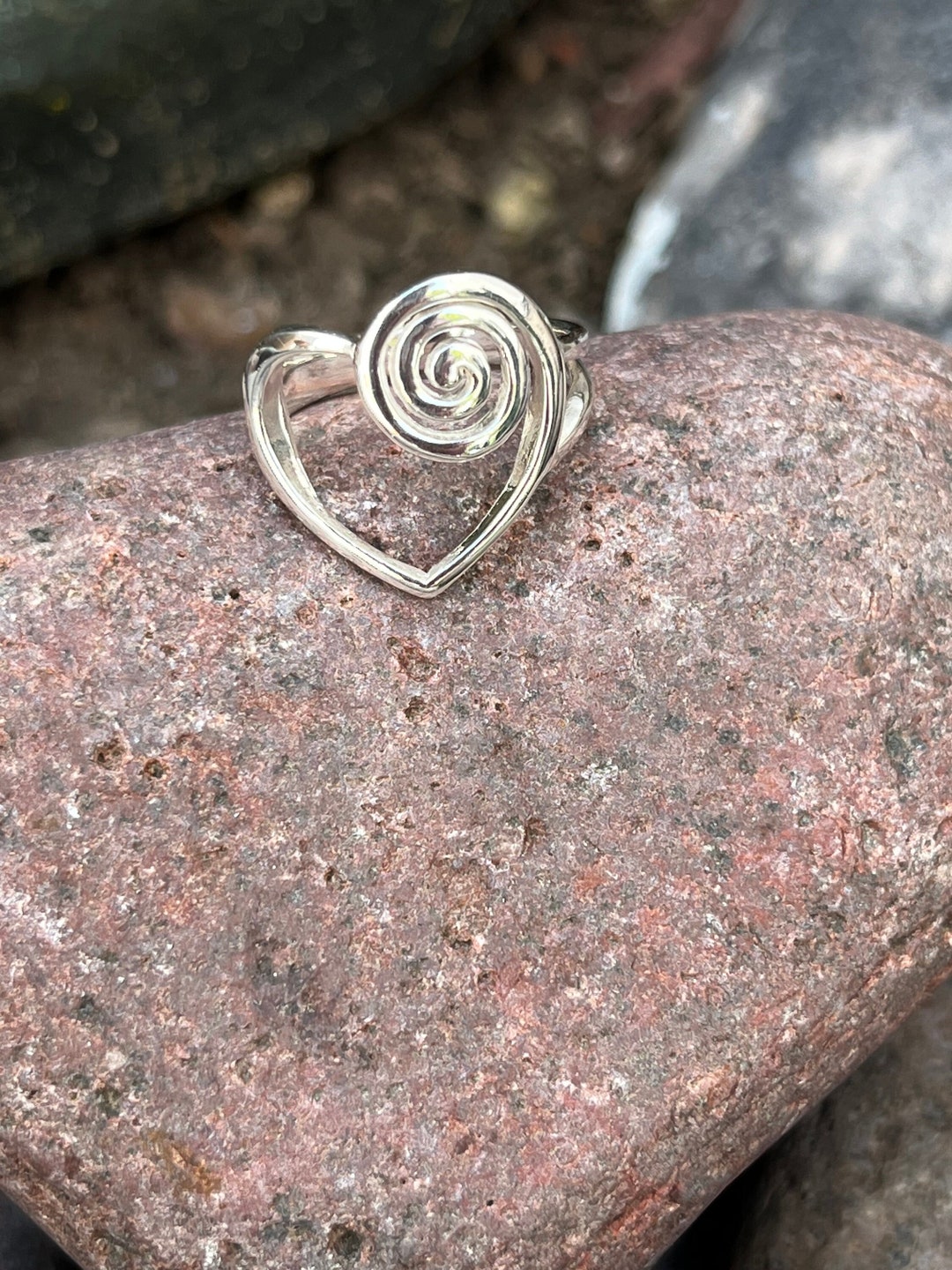 Sterling Silver Heart Ring, 925 Silver Heart With Swirl on One Side ...