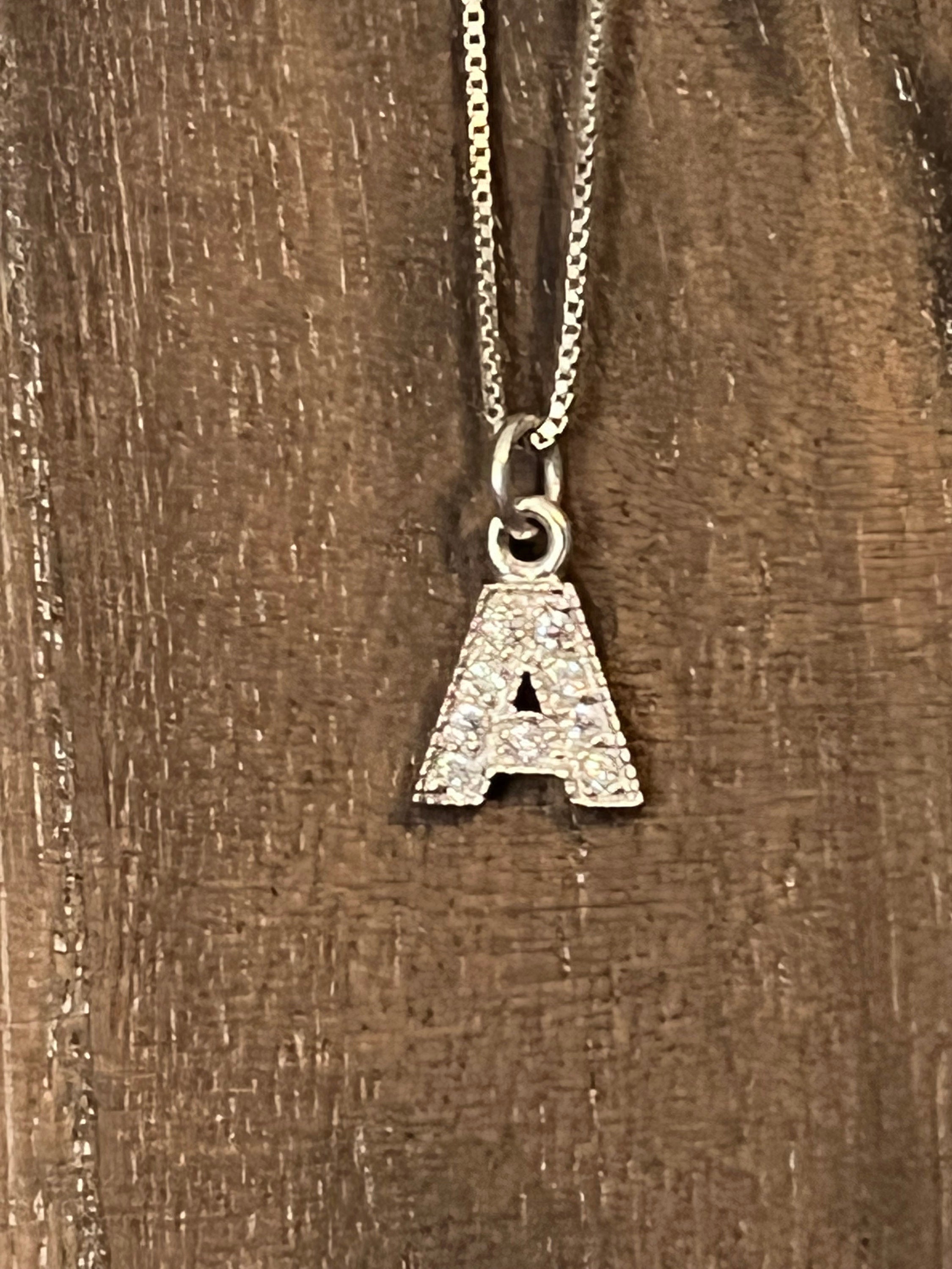 Dainty Cubic Zirconia Initials Diamond 925 Sterling Silver Necklaces - Etsy