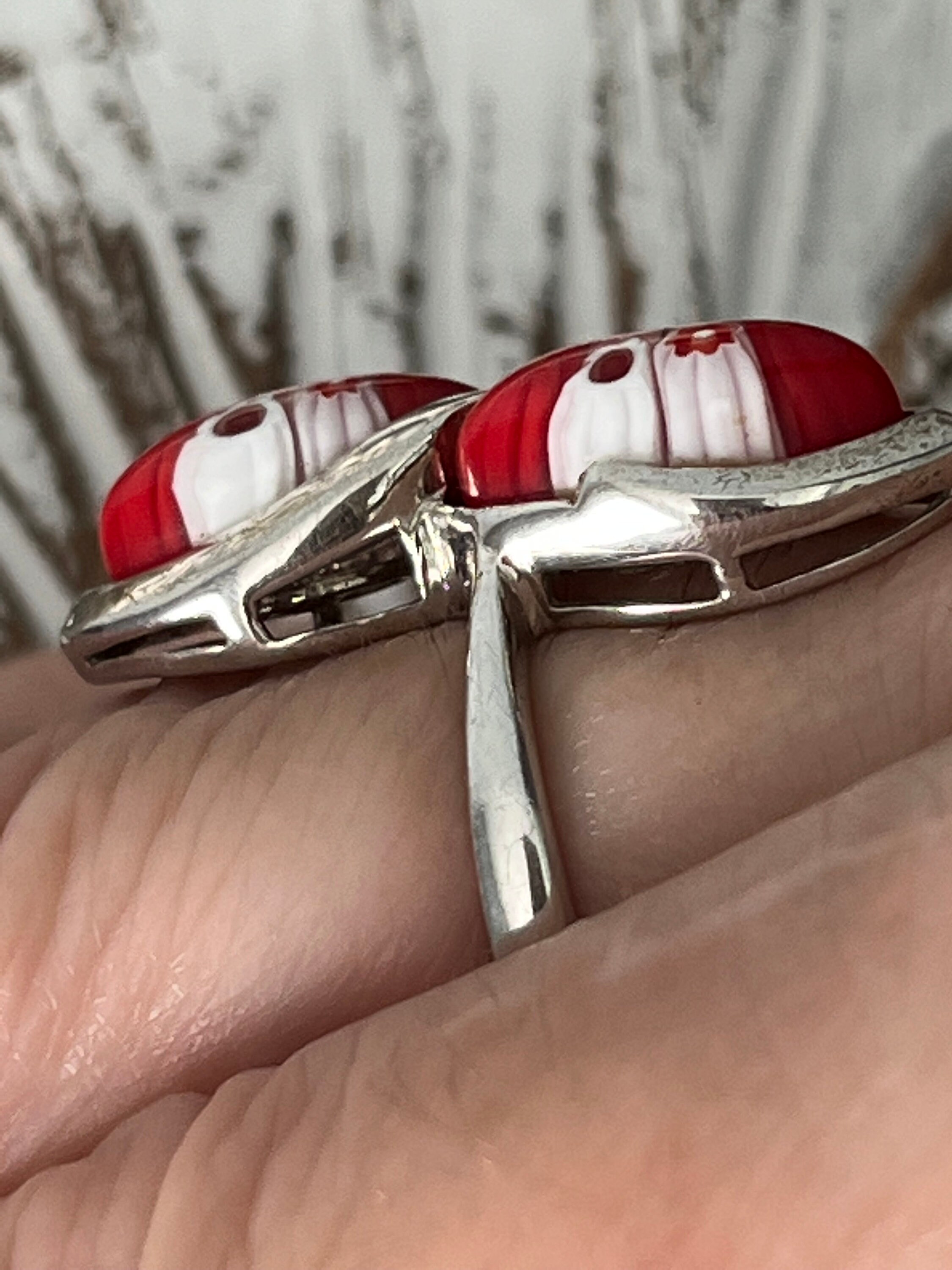 Red Murano Glass Ring: Sterling Silver Band, Venetian Design - Etsy