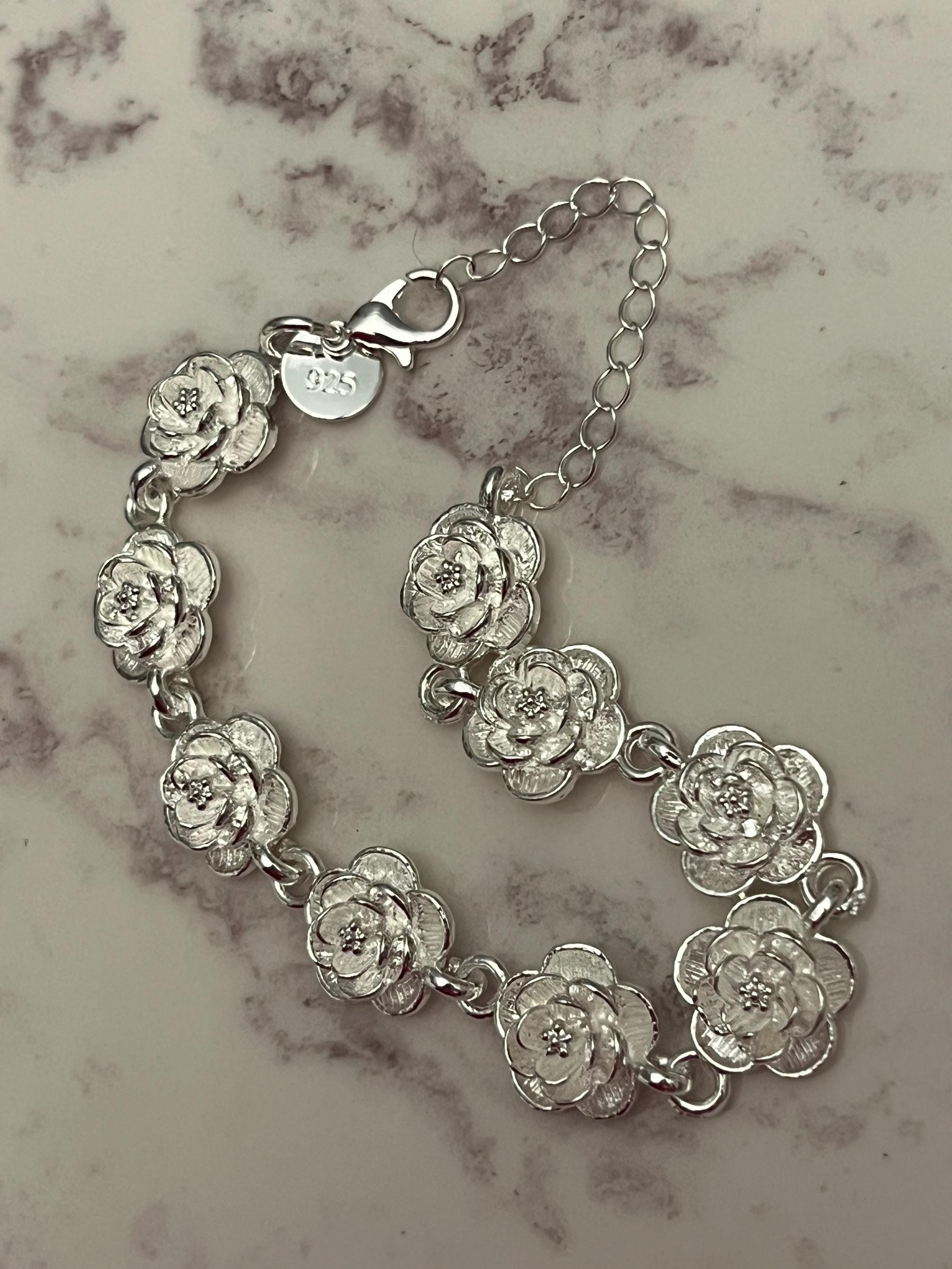 S925 Pure Silver Rose Bracelet, Daily Wear & Parties - Etsy