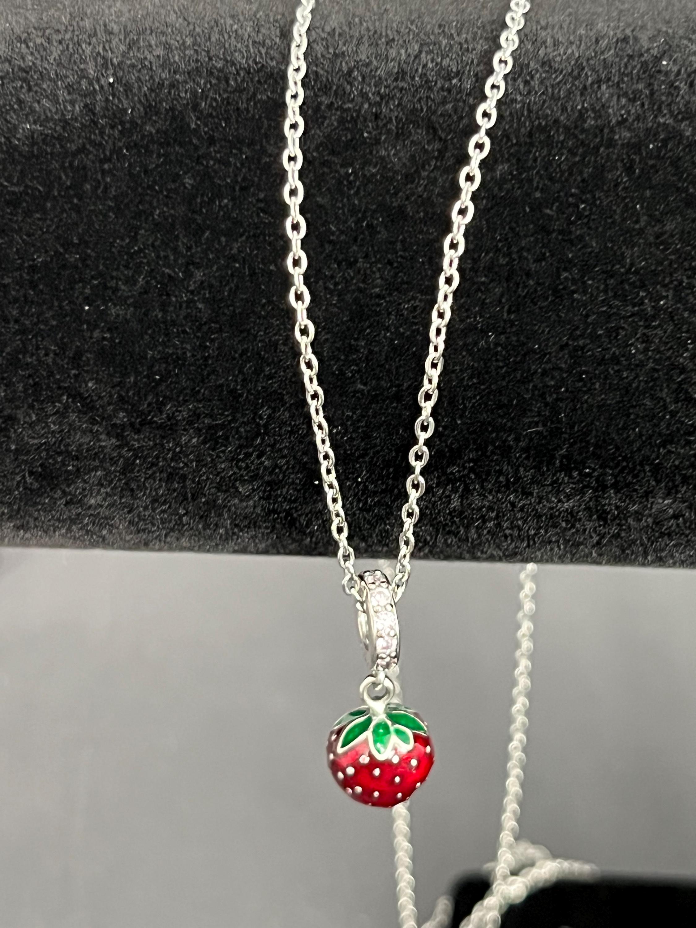 Sterling Silver Strawberry Charm Pendant: Cubic Zirconia, DIY Jewelry - Etsy