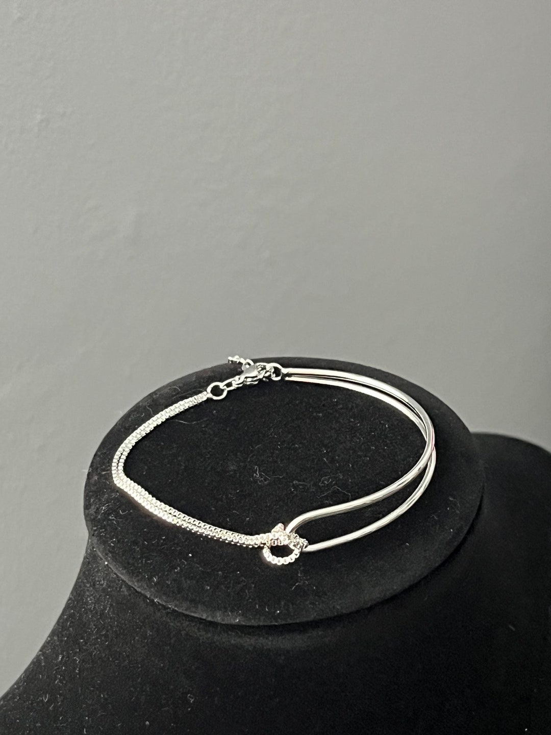 Sterling Silver Double Knot Bracelet: Minimalist Chain Link Jewelry - Etsy