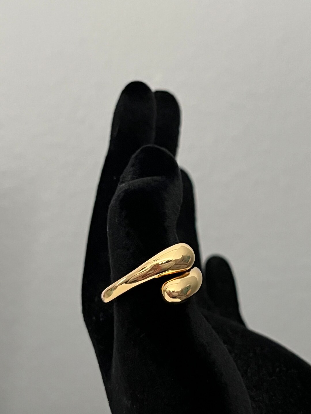 Minimalist Wrap Ring, Stainless Steel 18K Gold Plated, Trendy Waterdrop Shape Design, Match ...