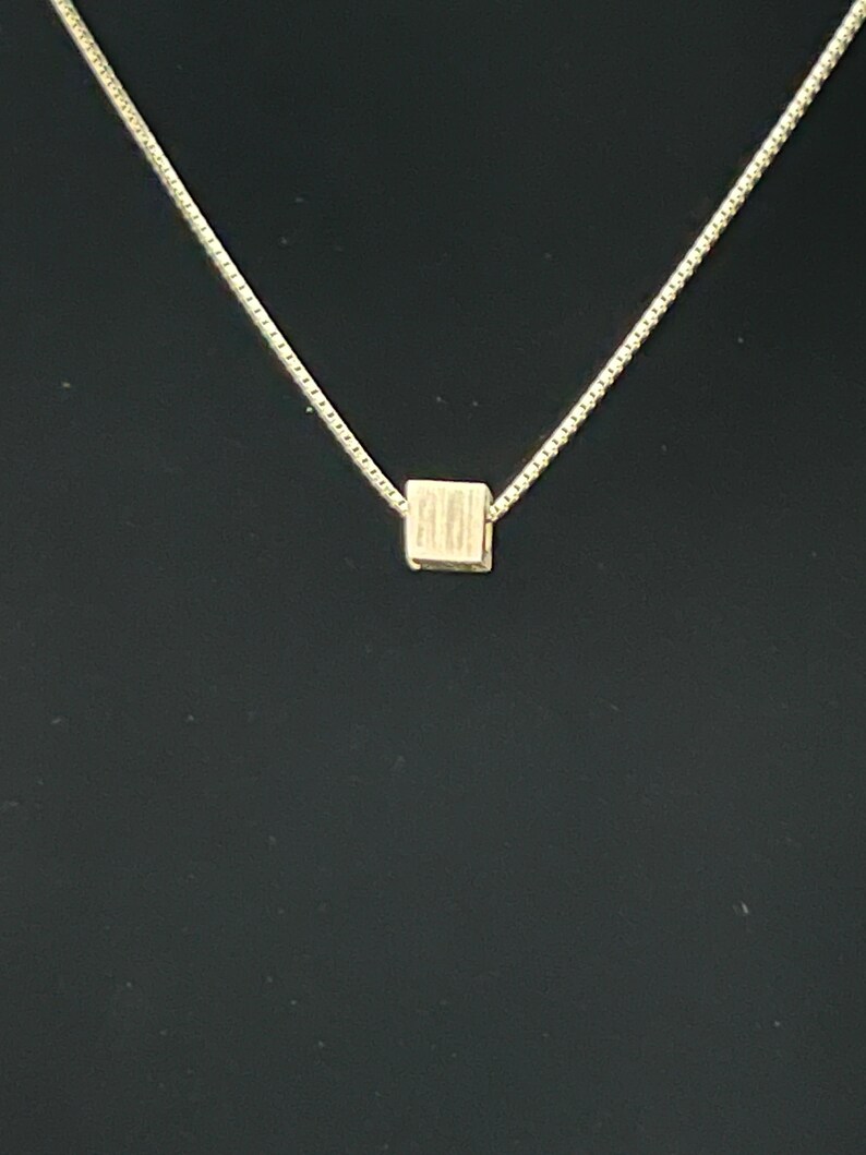 Sterling Silver Small Square Pendant Necklace: Minimalist Clavicle ...