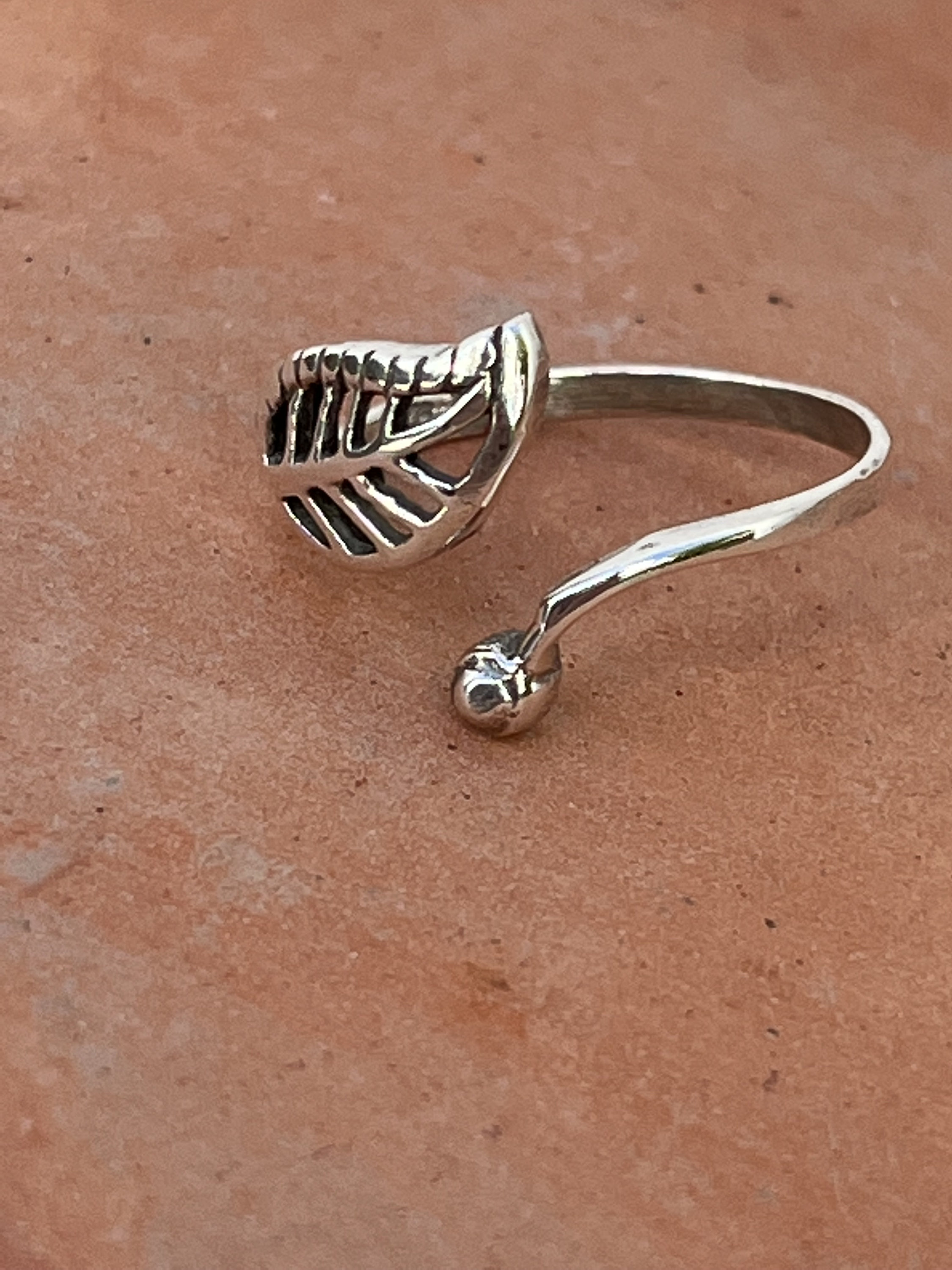 Leaf Design Sterling Silver Ring, Leaf Adjustable Silver Ring, Gift for ...