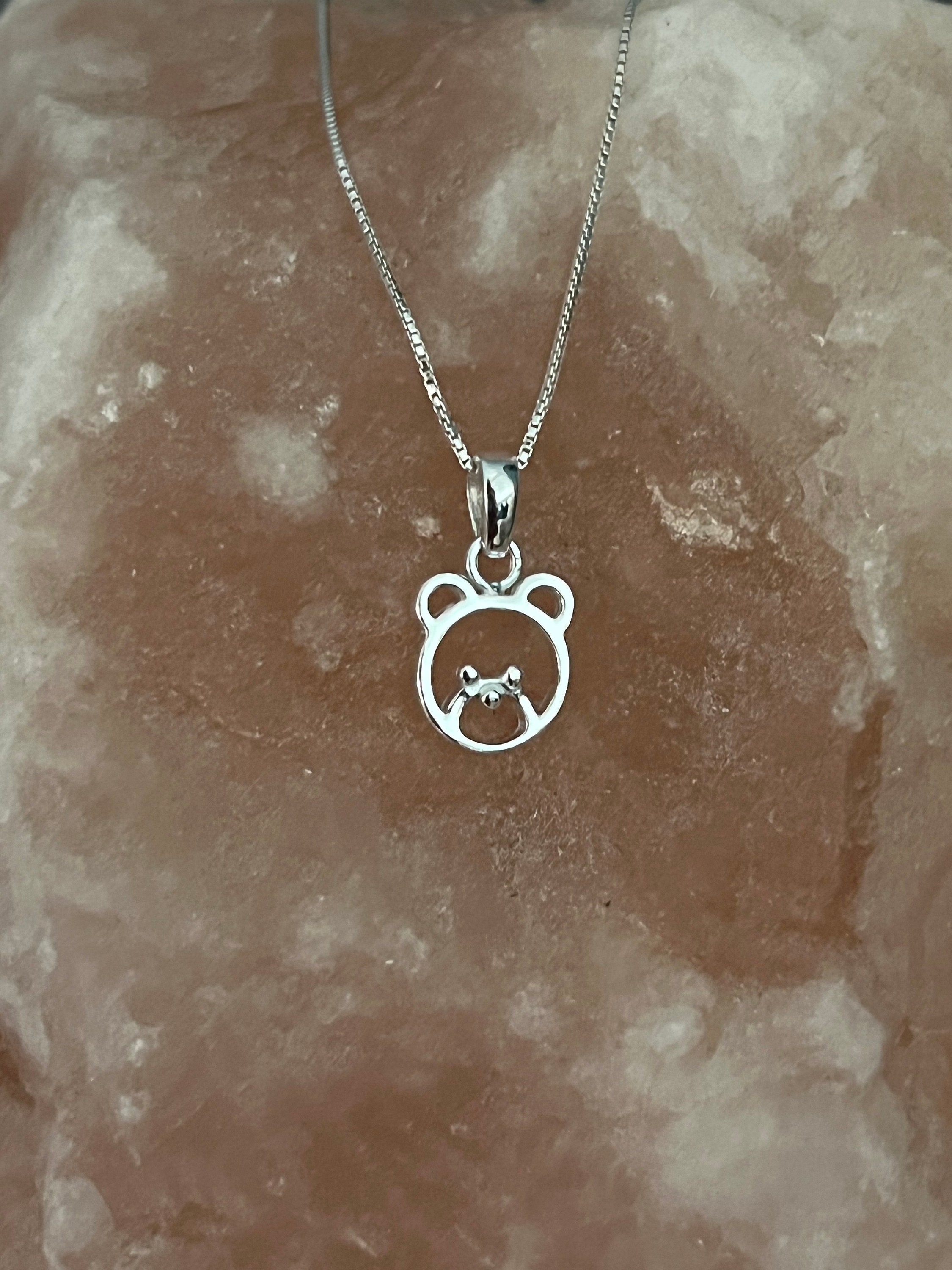 Sterling Silver Teddy Bear Pendant, Small Teddy Bear Pendant Necklace ...