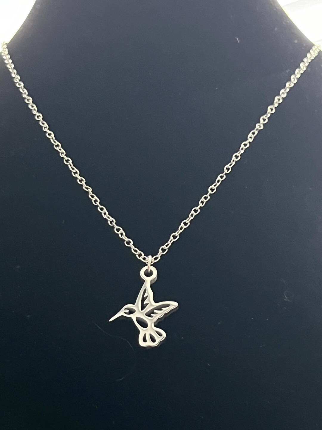 Stainless Steel Small Hummingbird Pendant Necklace, Tiny Pendant Charm ...