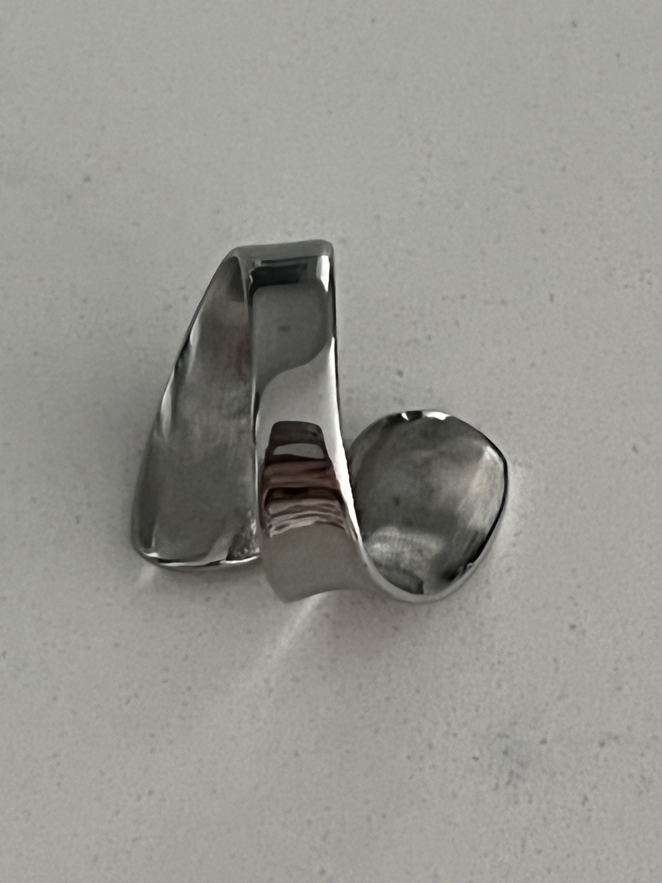 Stainless Steel Modern Double Spoon Ring, Large Spoon Ring, Silver ...