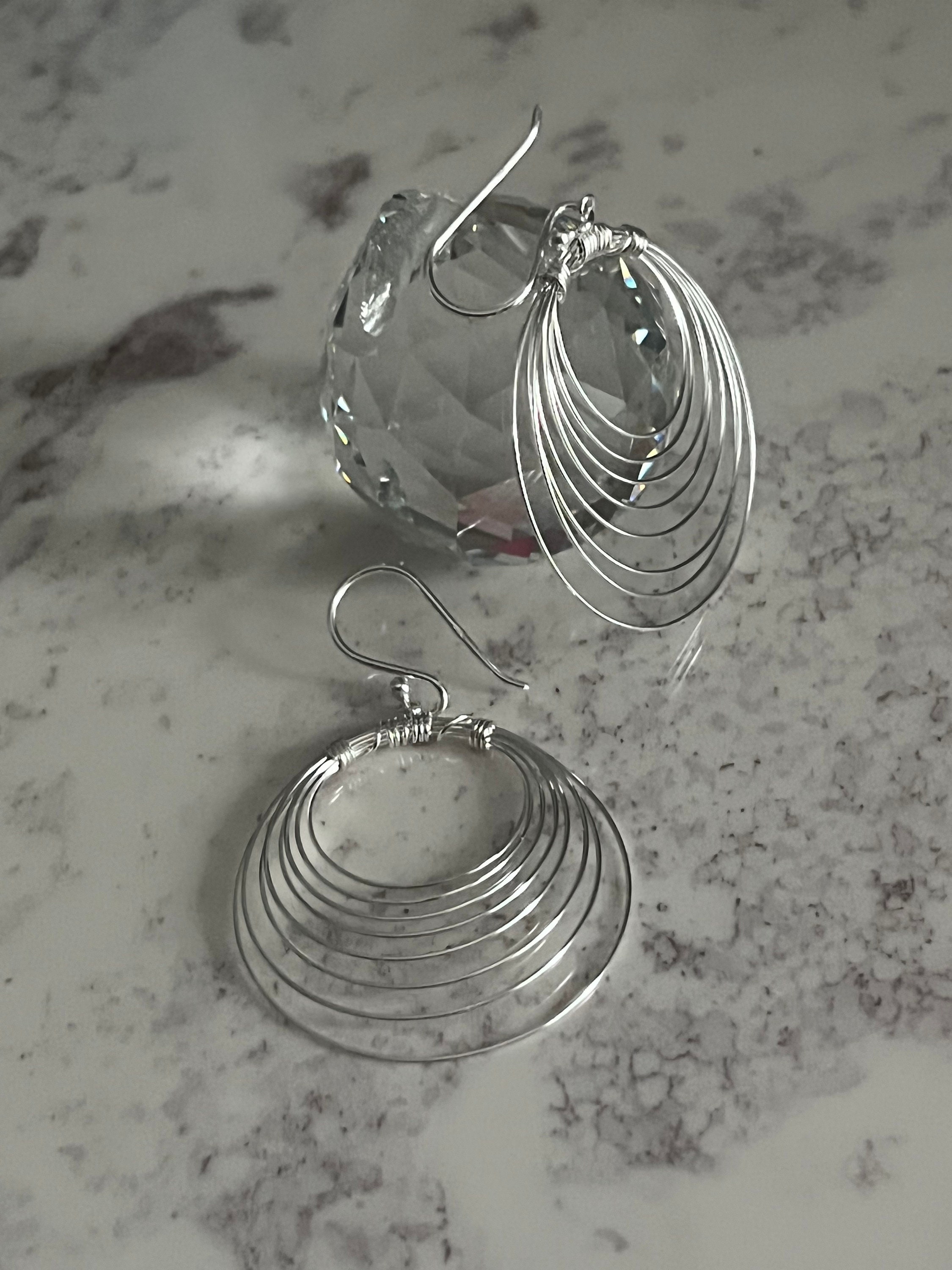 Sterling Silver Round Design French Ear Wire Dangle Earrings, Gift for ...