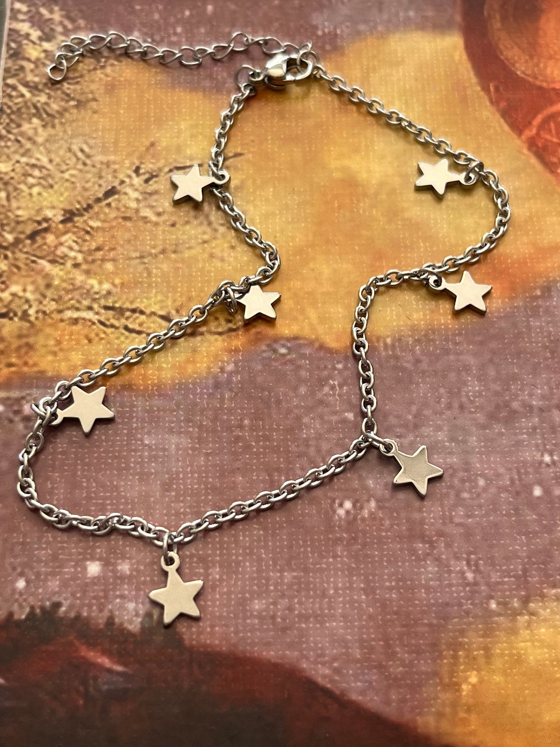 Stainless Steel Anklet With Dangling Stars, Adjustable Dangling Stars ...