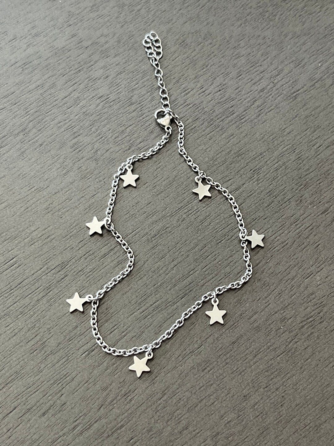 Stainless Steel Anklet With Dangling Stars, Adjustable Dangling Stars ...
