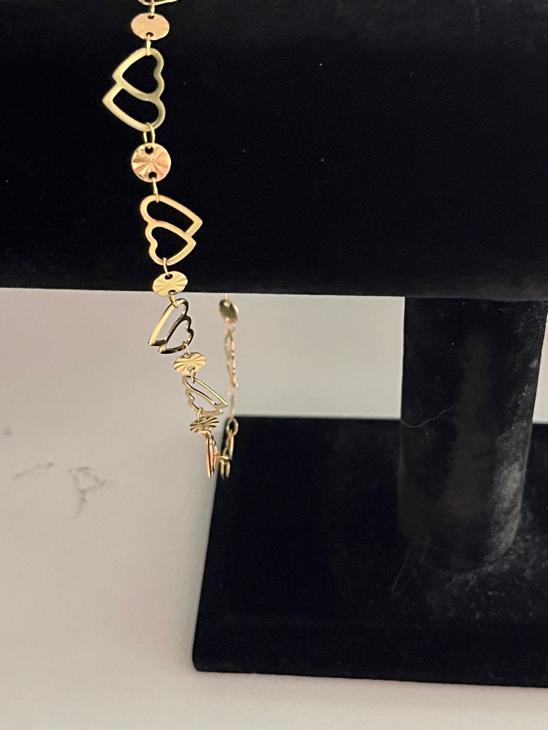 Stainless Steel Gold Love Heart Chain Ankle Bracelet, Exquisite Jewelry ...